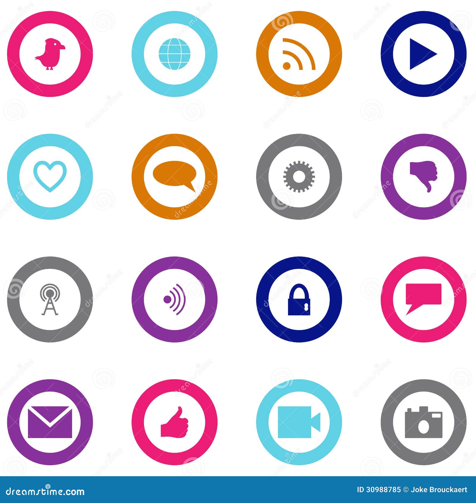 Social Technology And Media Icon Set In Pinpoint Shape Vector ...