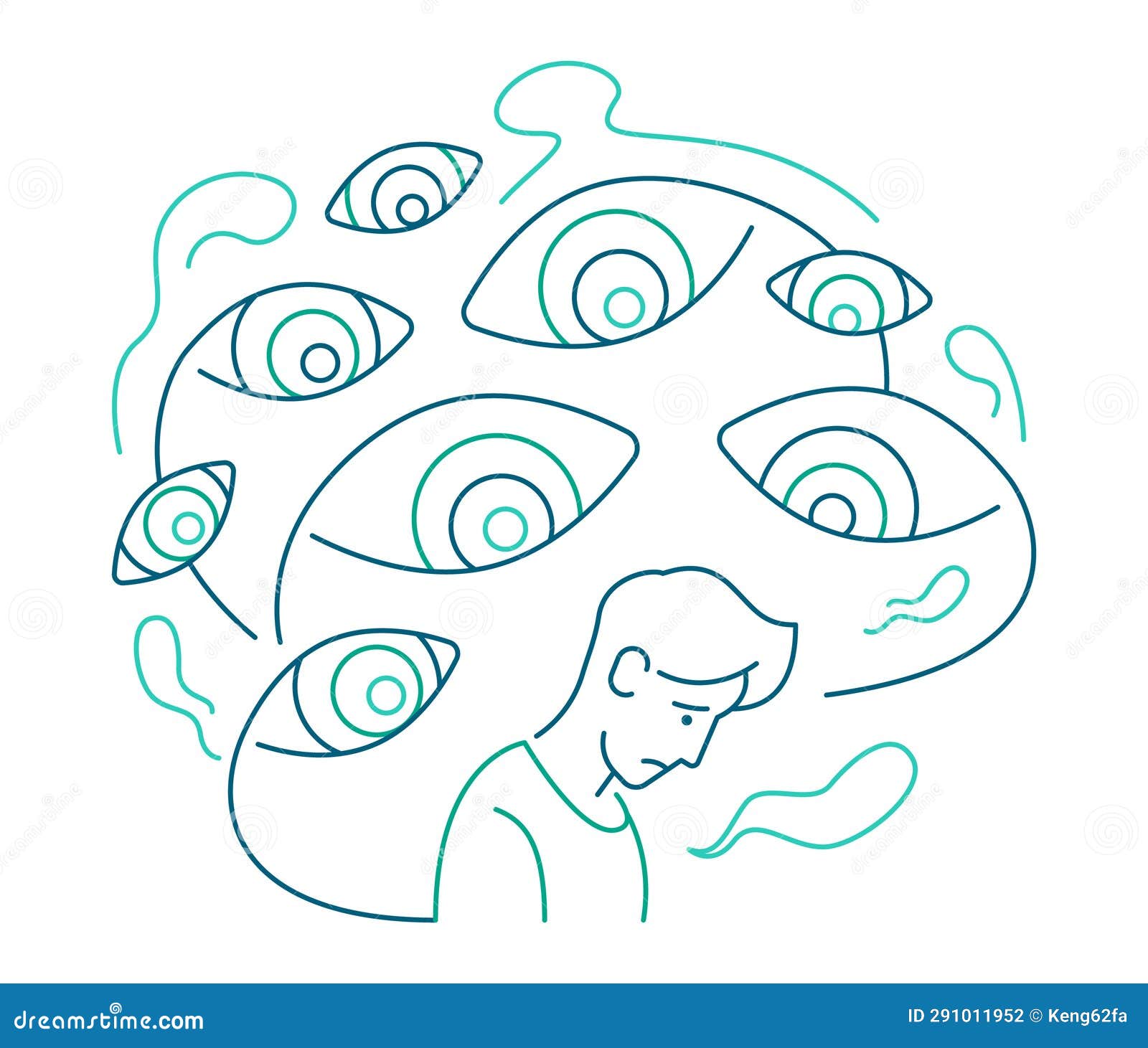 Social Victimization Concept Illustration. Line Art Style Background ...