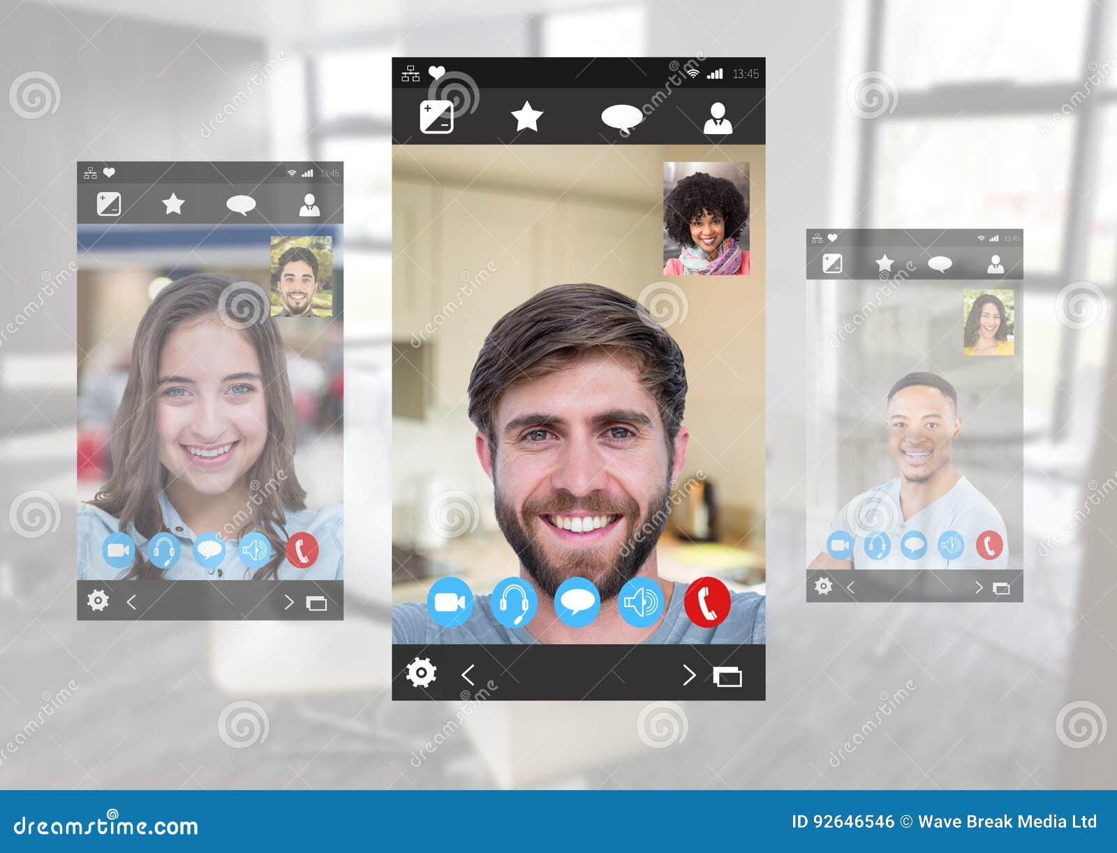 Social Video Chat App Interface Stock Photo - Image of connectivity ...