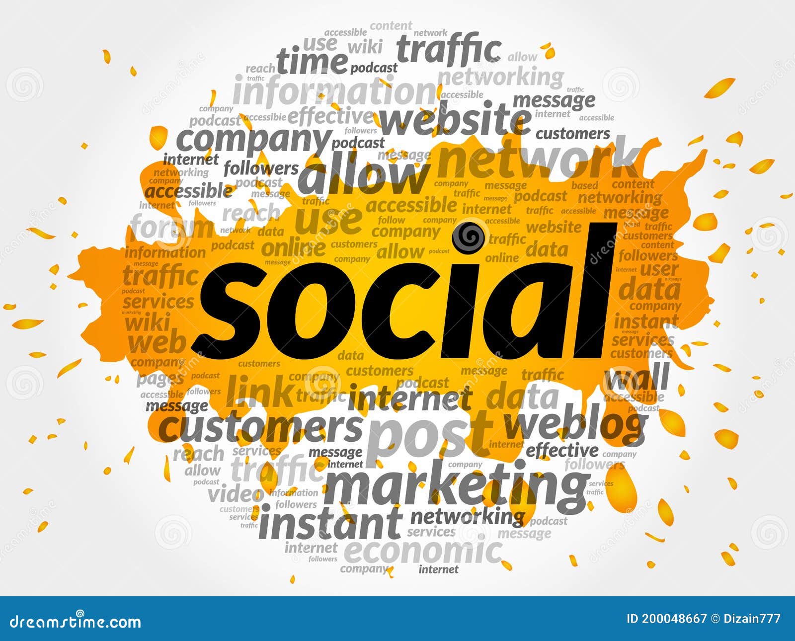 SOCIAL word cloud stock illustration. Illustration of hand - 200048667