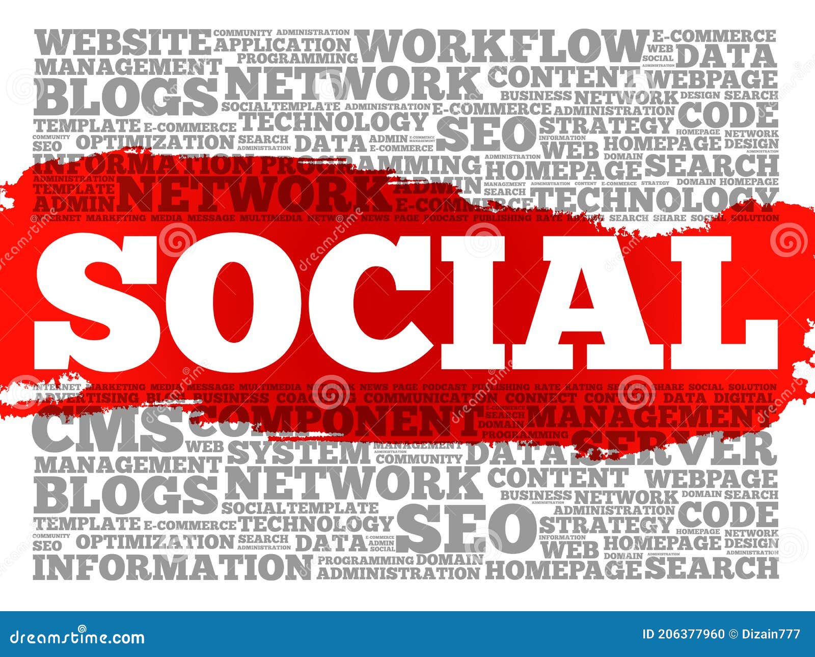 Social word cloud stock illustration. Illustration of data - 206377960
