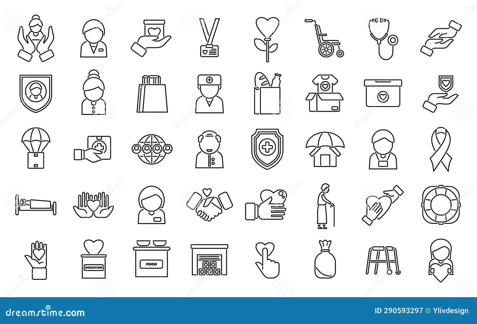 Social Worker Icons Set Outline Vector. Care Senior Stock Vector ...