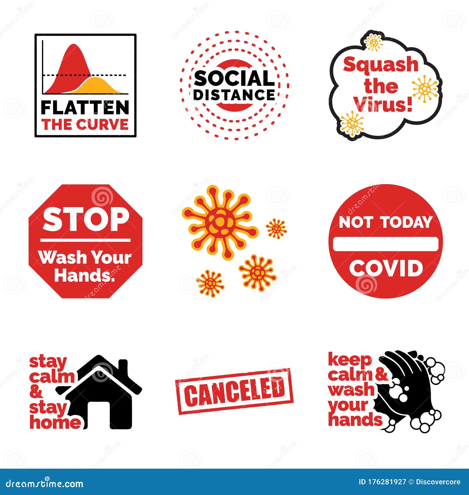 Beat the Virus Covid-19 Quarantine Vector Sticker Pack Stock Vector ...