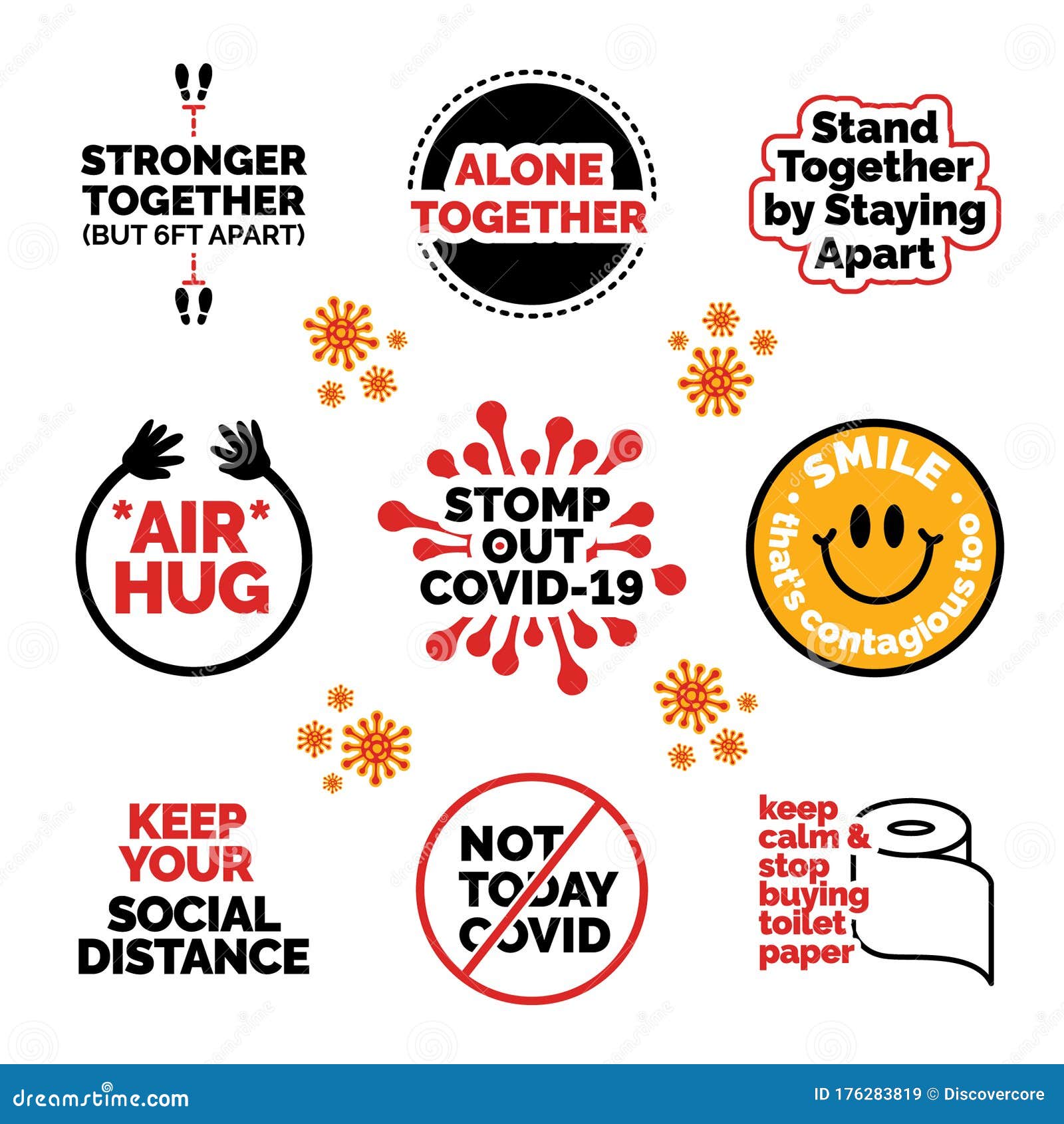 Beat the Virus Covid-19 Quarantine Vector Sticker Pack Stock Vector ...