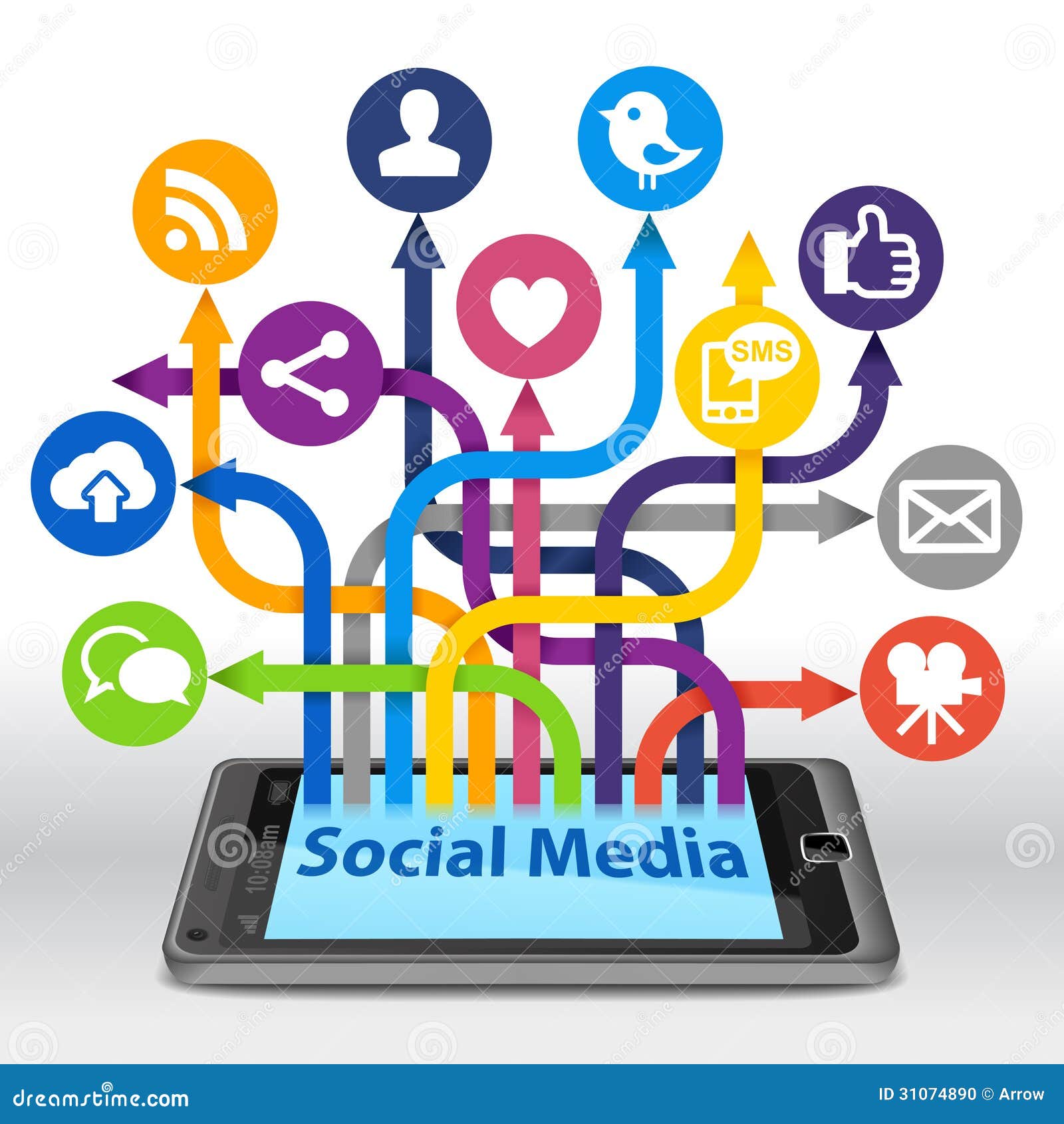 Sociale Media Verbinding Op Smartphone Stock Illustratie - Illustration ...