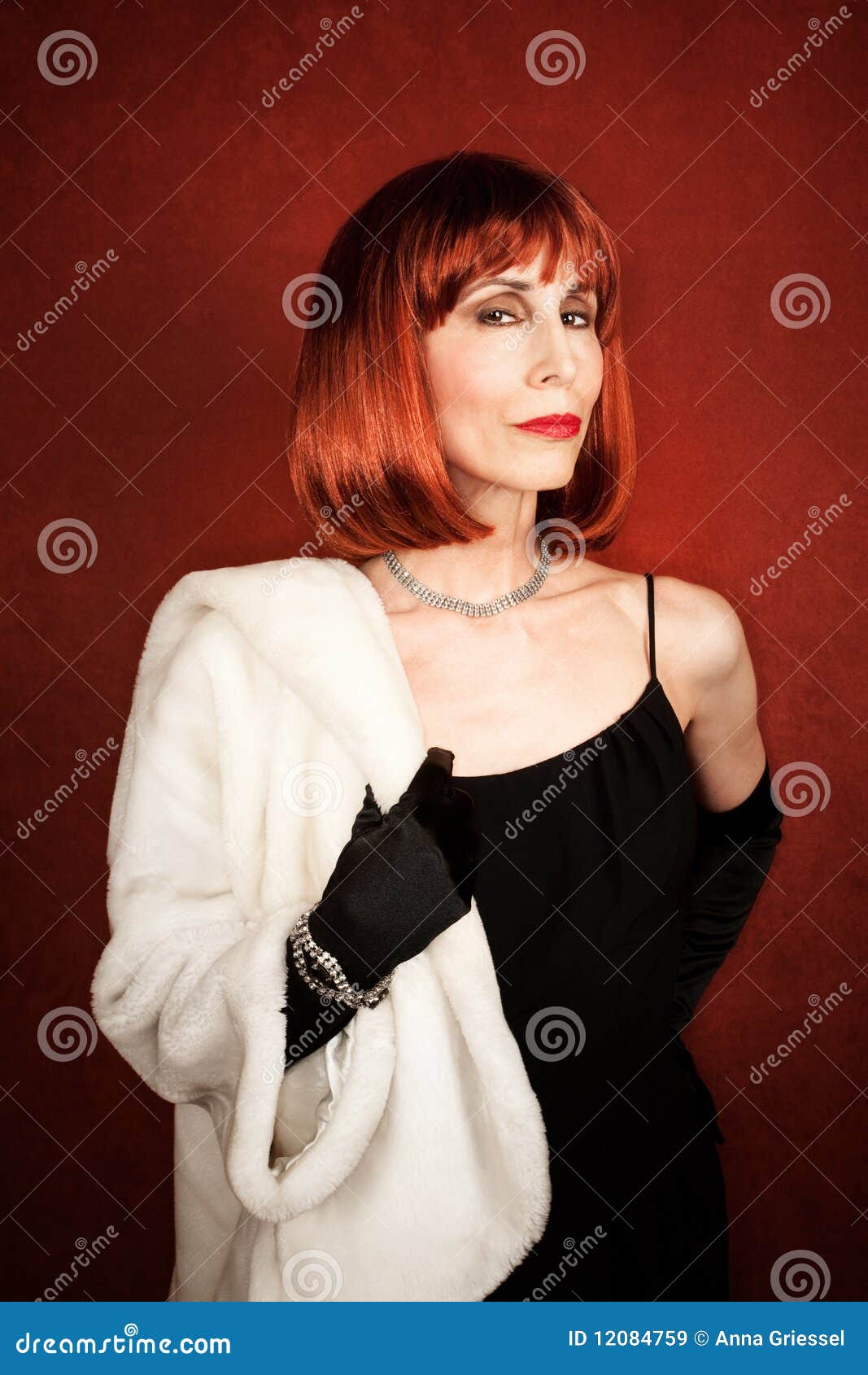 Socialite with Brassy Red Hair Stock Image - Image of beautiful, dress ...