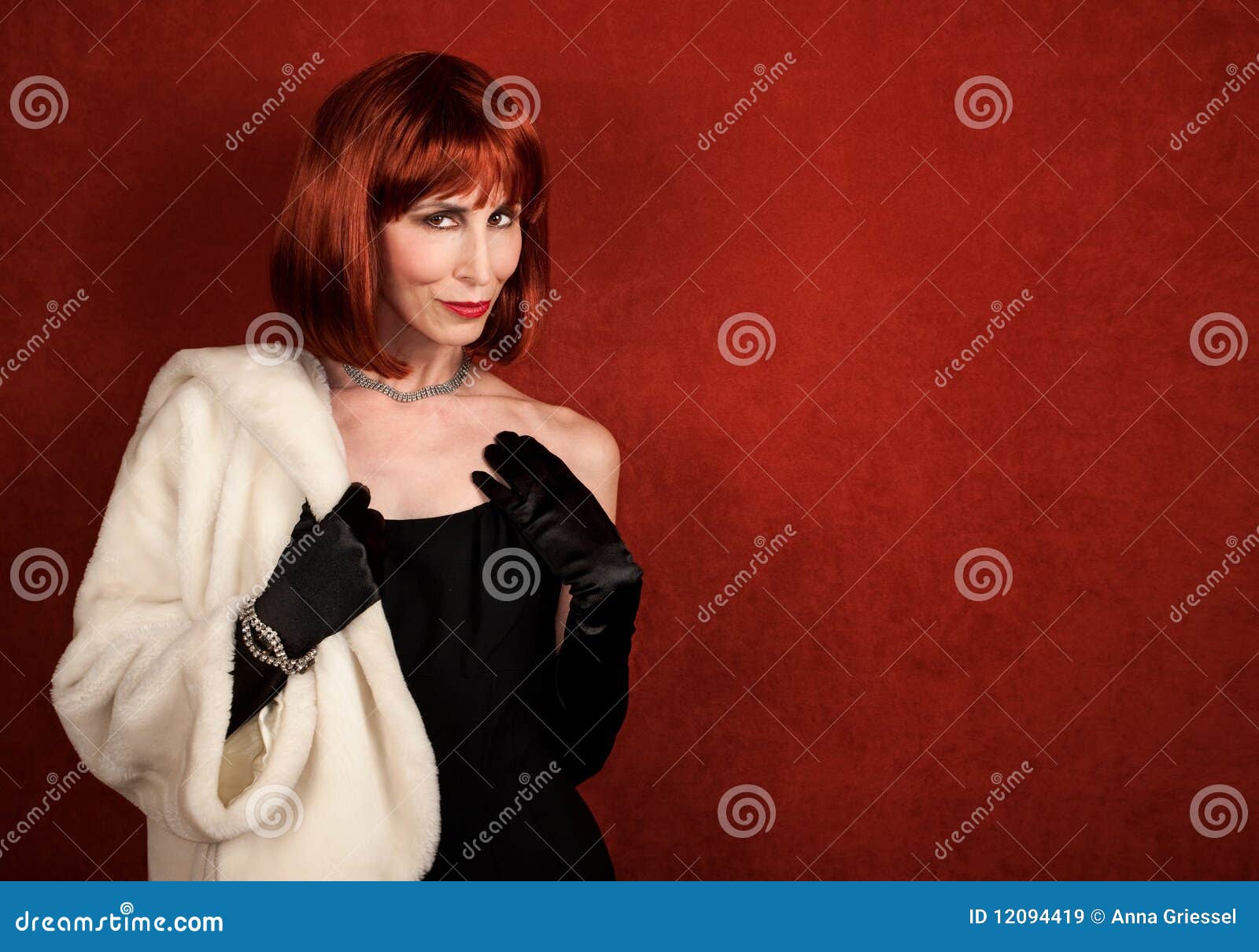 Socialite with Brassy Red Hair Stock Image - Image of dress, female ...