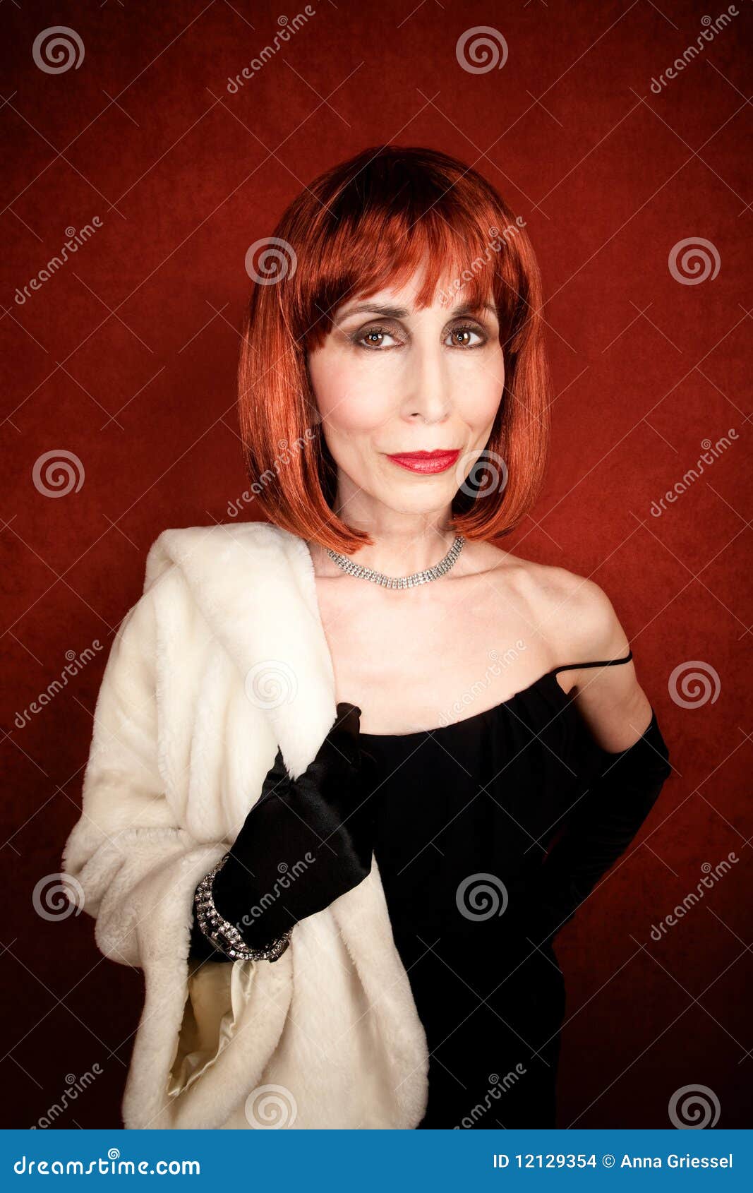 Socialite with Brassy Red Hair Stock Photo - Image of female, shoulder ...