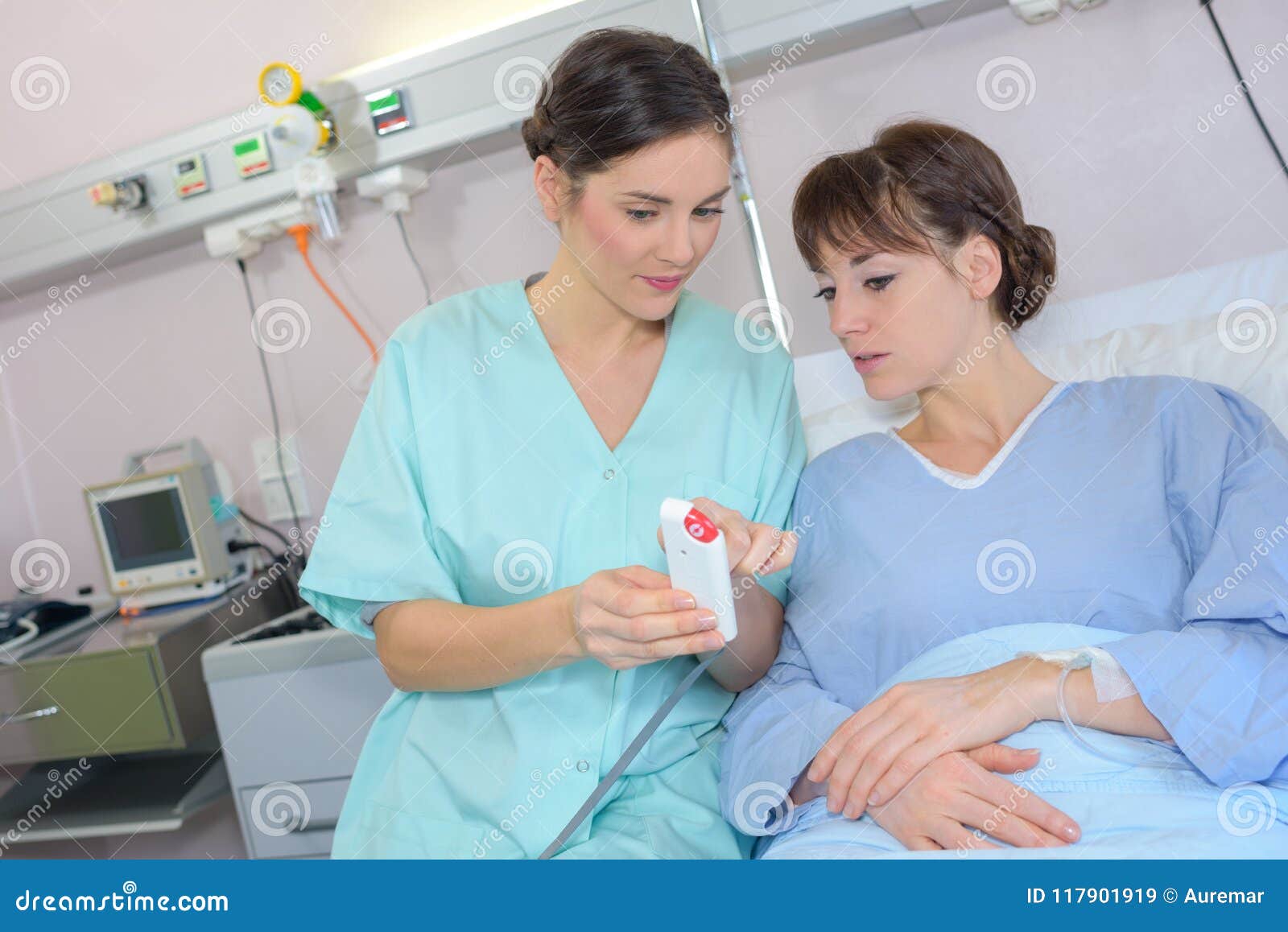 Socializing with the nurse stock image. Image of information - 117901919