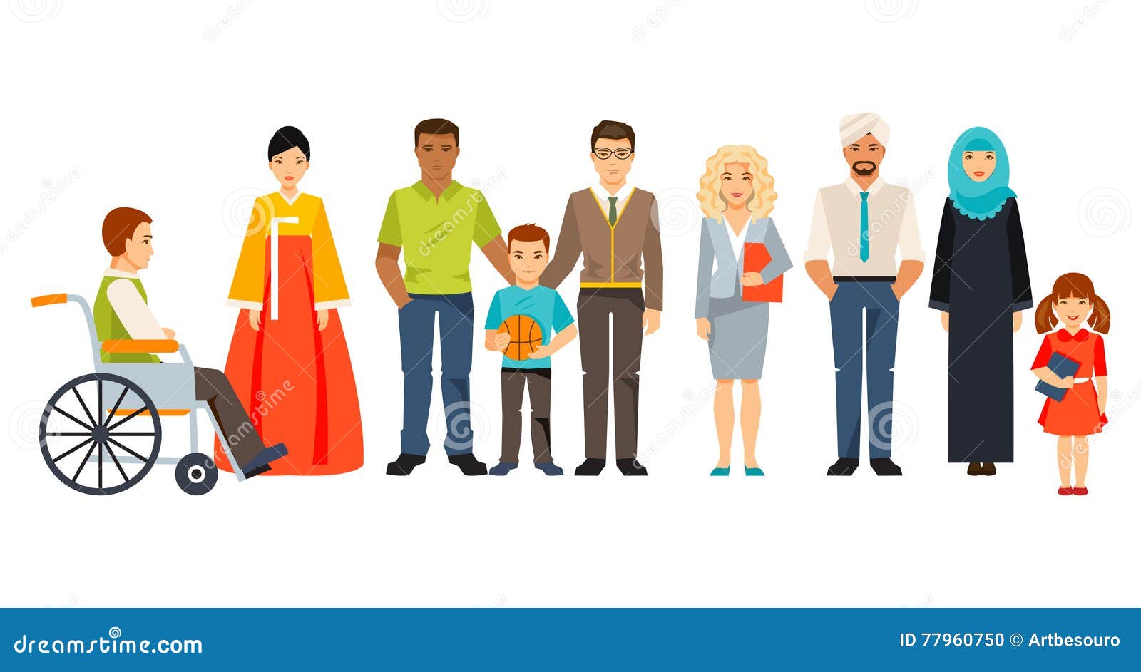 Società Multiculturale Gruppo Di Gente Differente Illustrazione ...