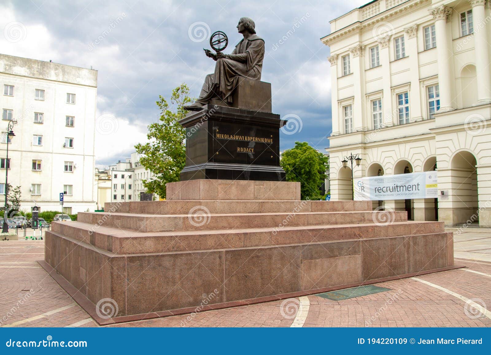 Poland, Warsaw, Society of Friends of Science with the Statue of ...
