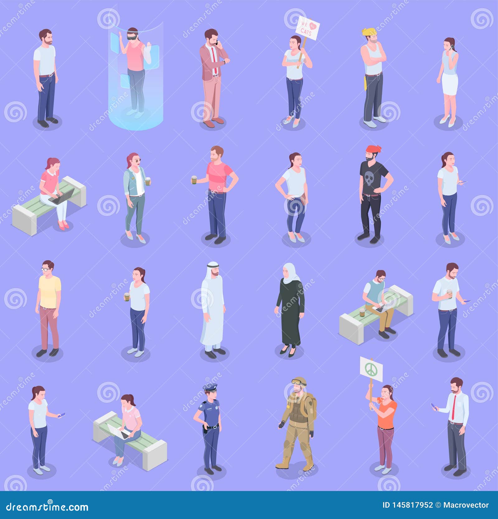 Society People Isometric Set Stock Vector - Illustration of equipment ...