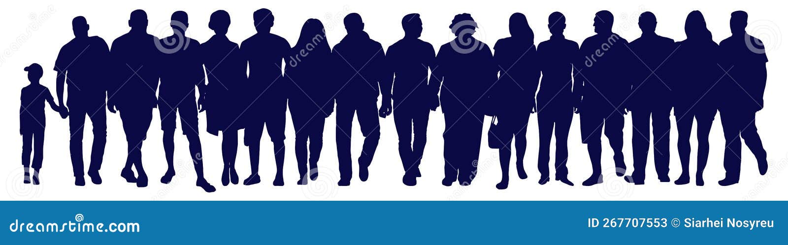 Society, Silhouette of Group of Moving People. Vector Illustration ...