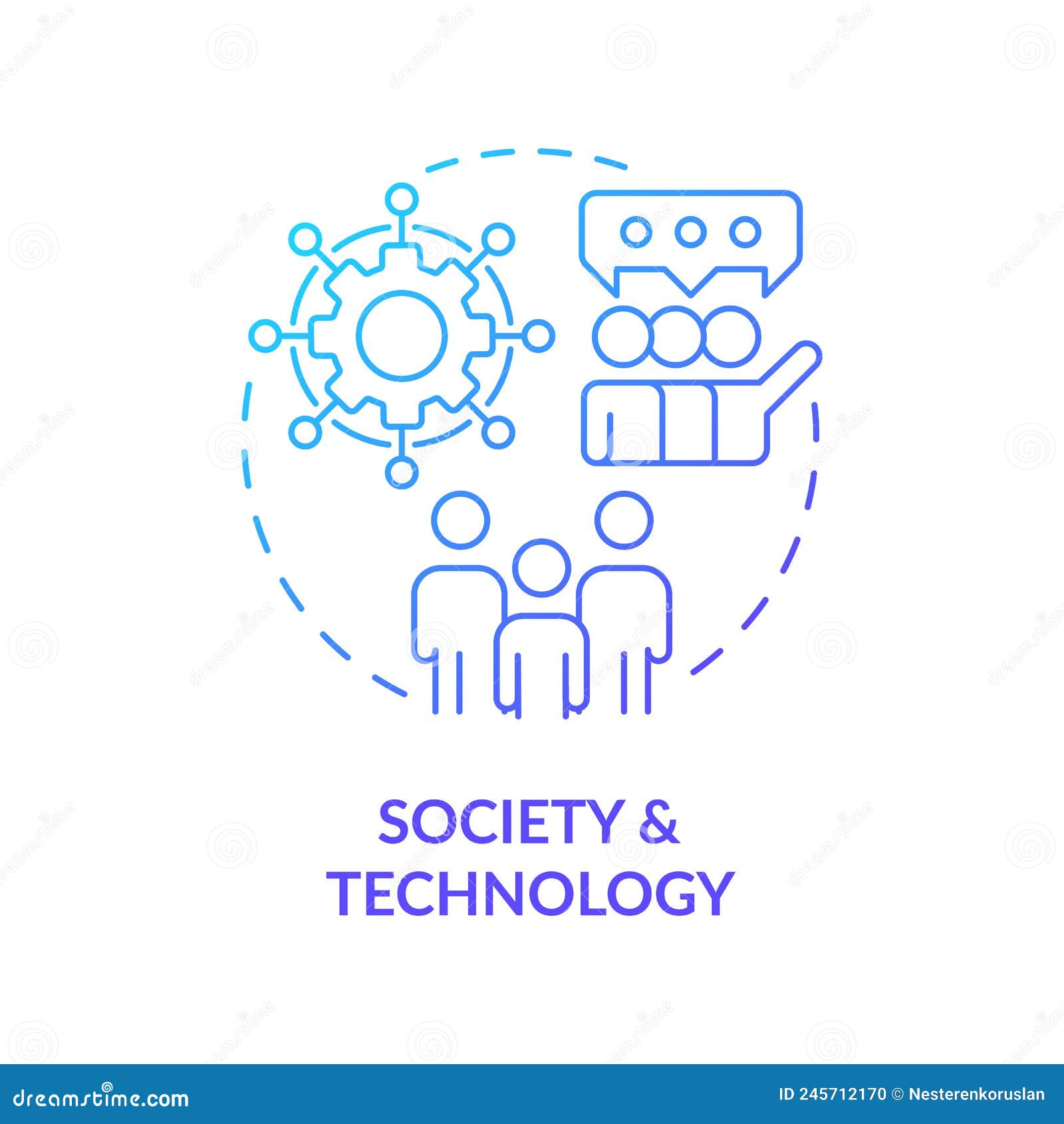 Society and Technology Blue Gradient Concept Icon Stock Vector ...