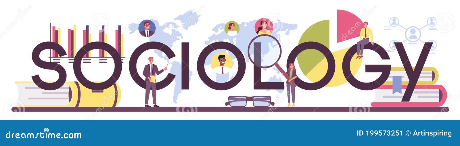 Sociology Typographic Header. Scientist Study of Society, Pattern Stock ...