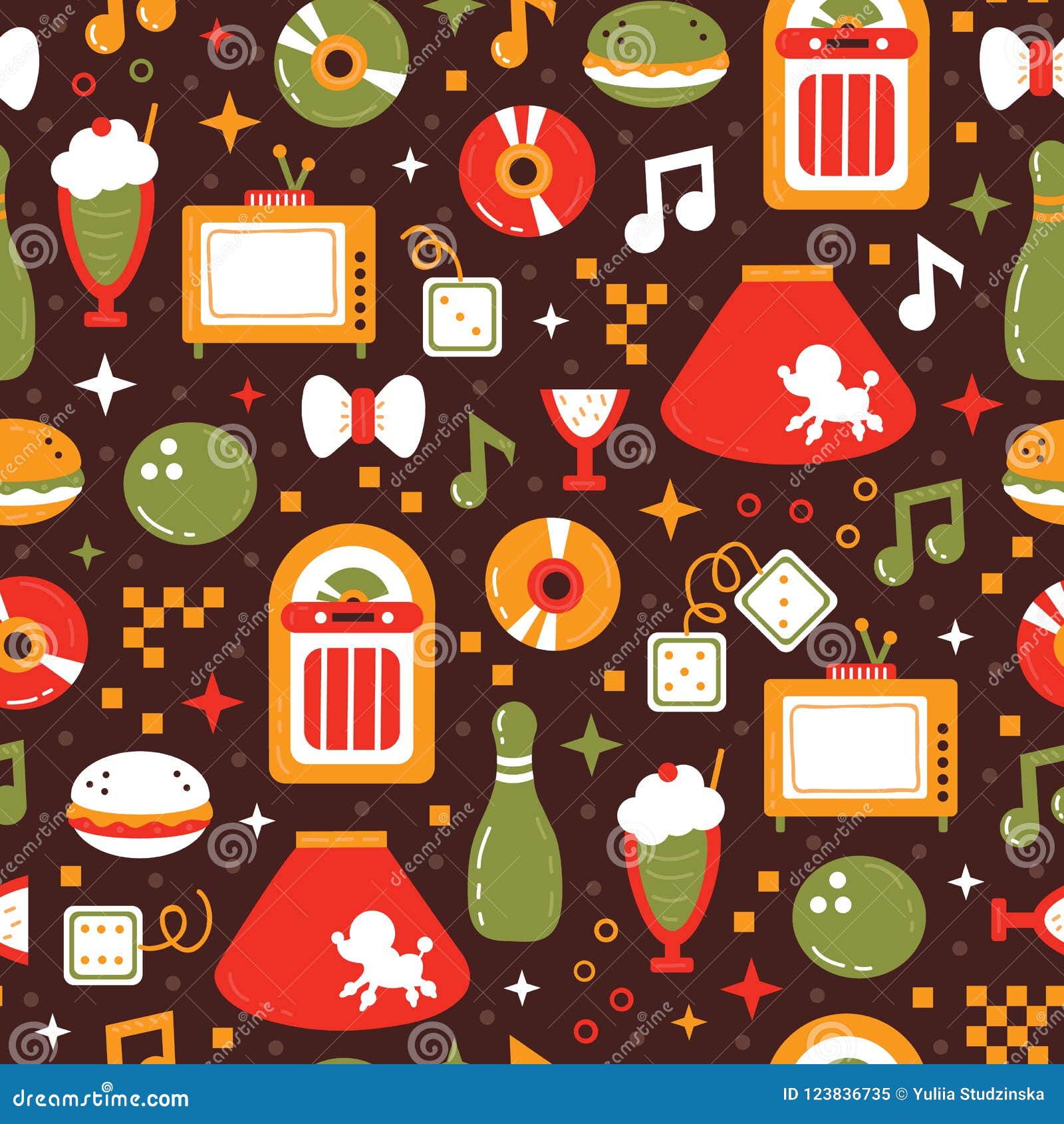 Sock Hop Party Pattern 1950 Stock Vector - Illustration of apparel ...