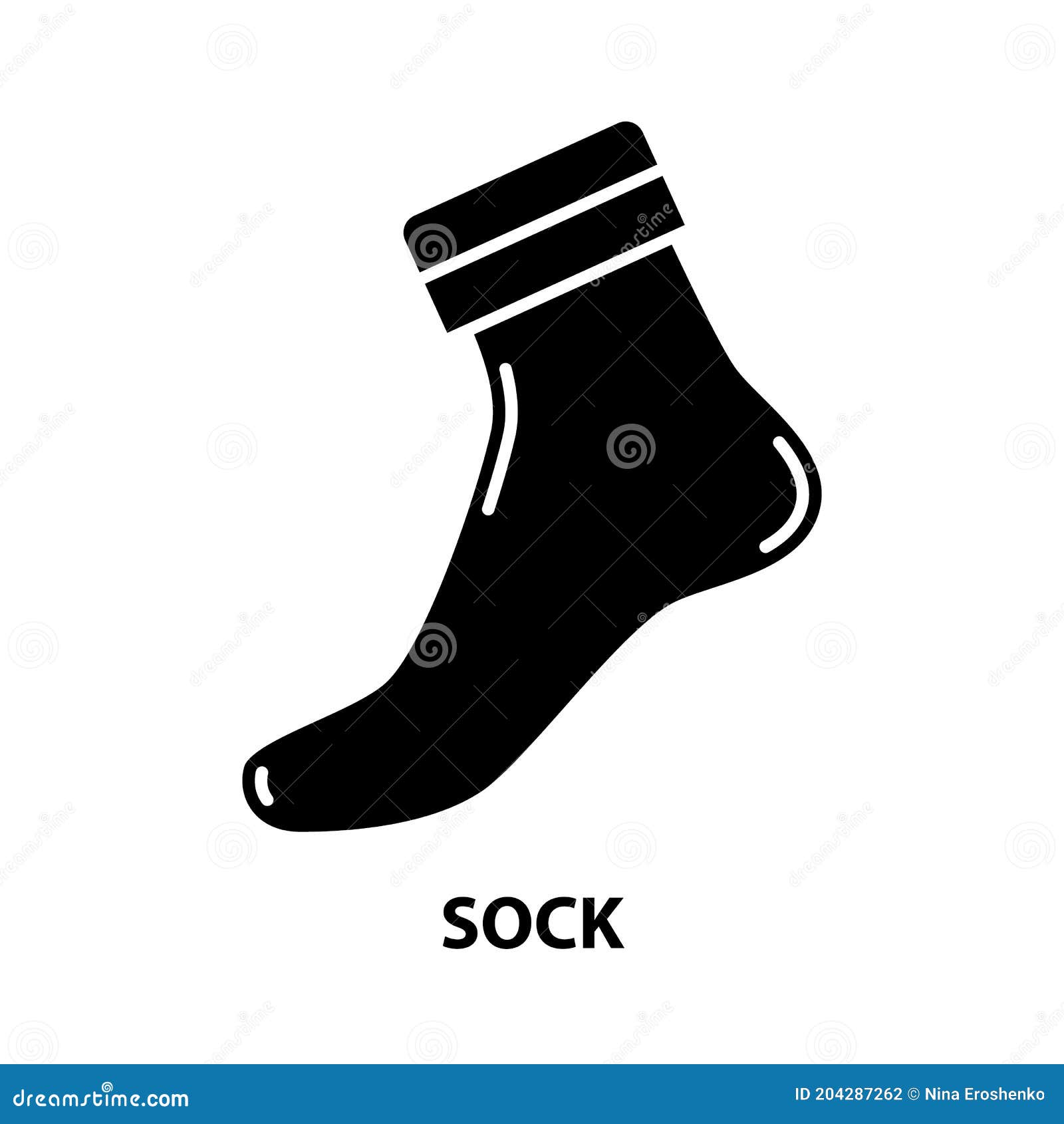 Sock Icon, Black Vector Sign with Editable Strokes, Concept ...