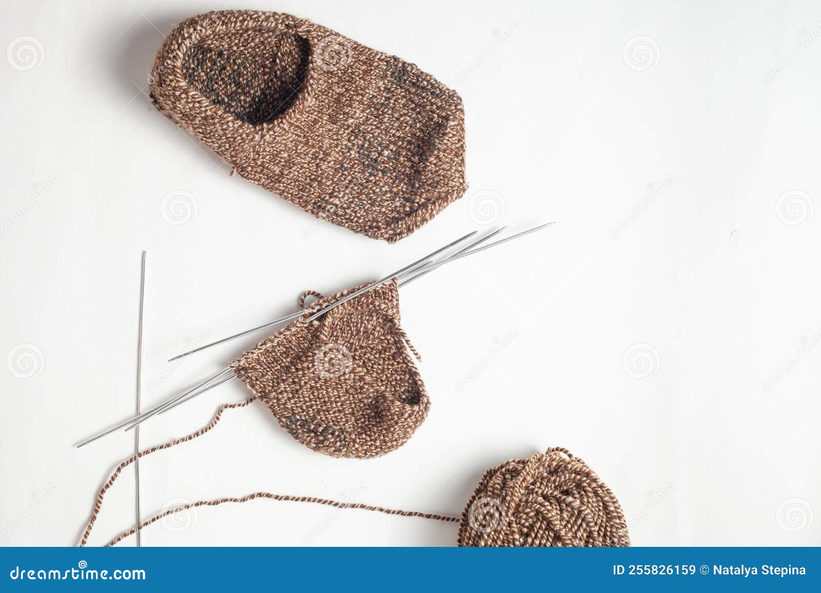Sock Knitting Started on Four Knitting Needles Stock Image - Image of ...