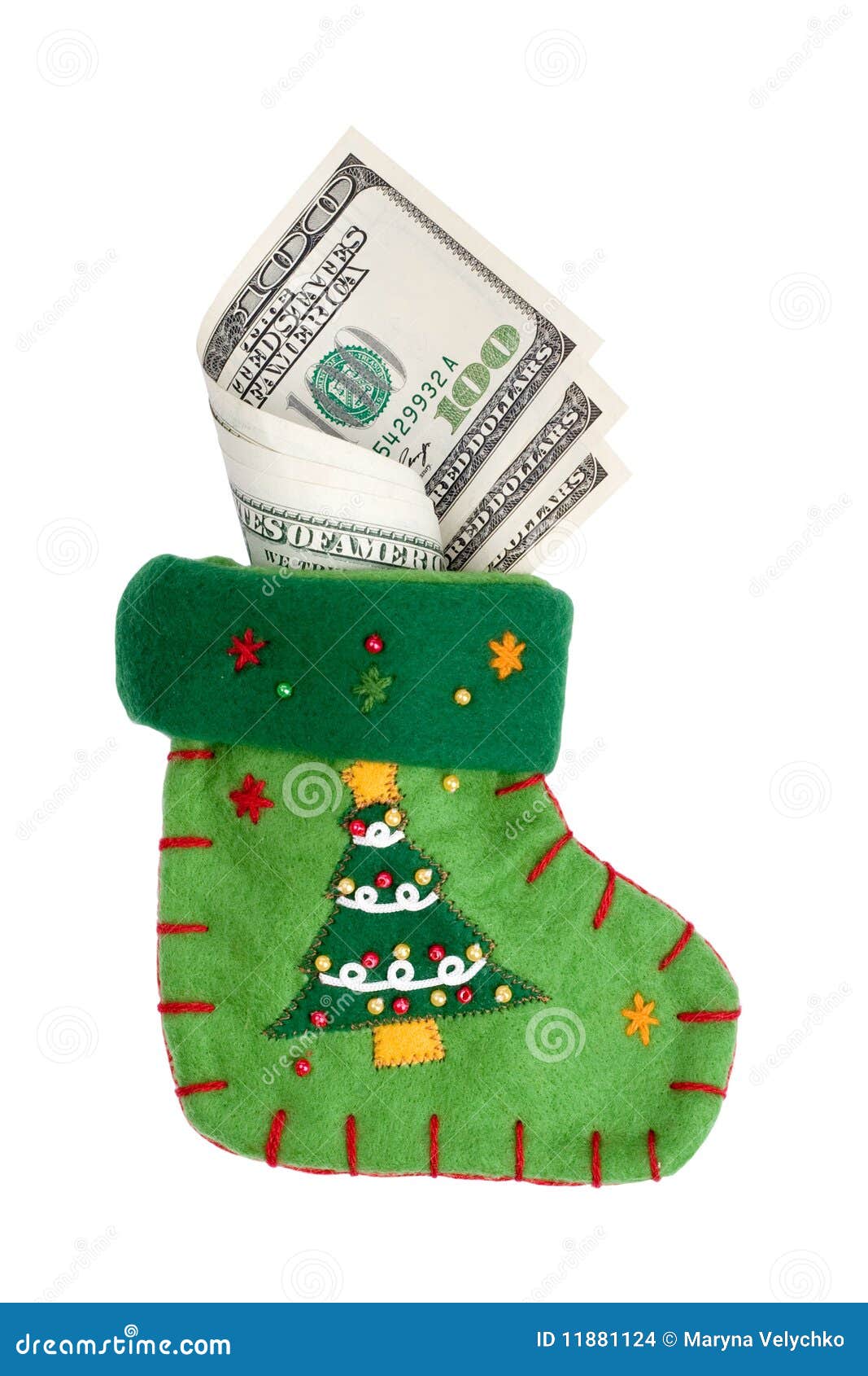 Sock with money stock photo. Image of winter, allegory - 11881124