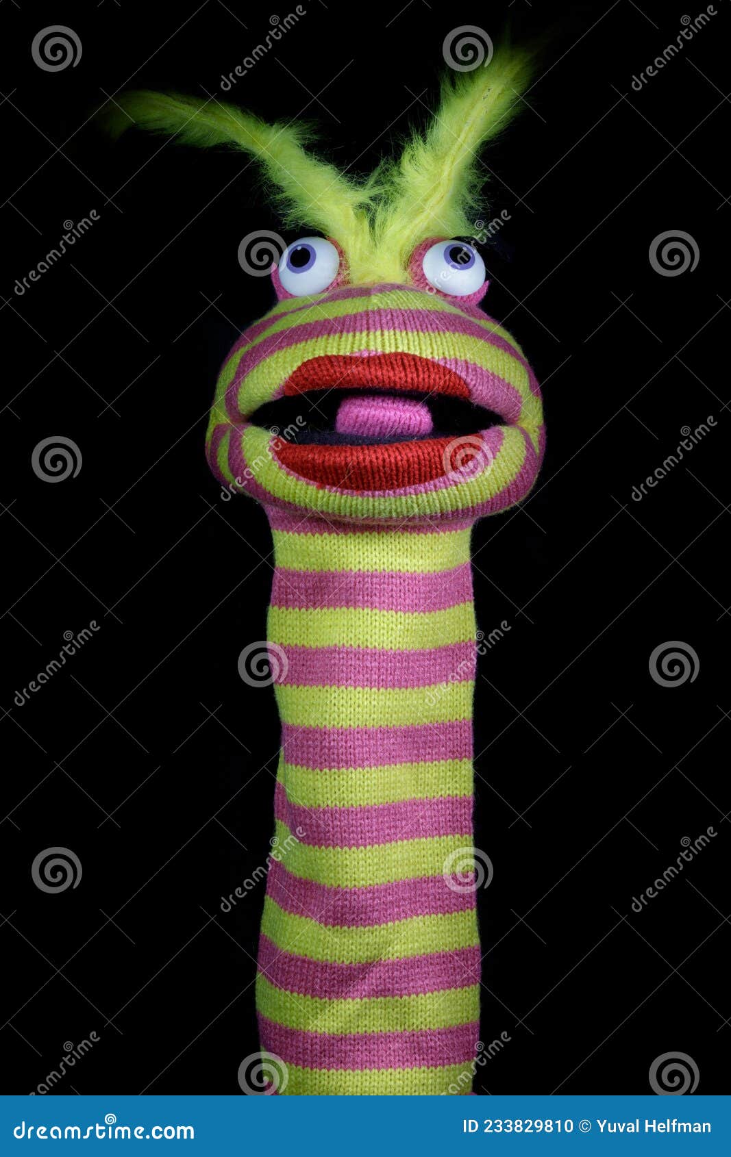Sock Puppet Isolated on Black Stock Photo - Image of show, expressions ...