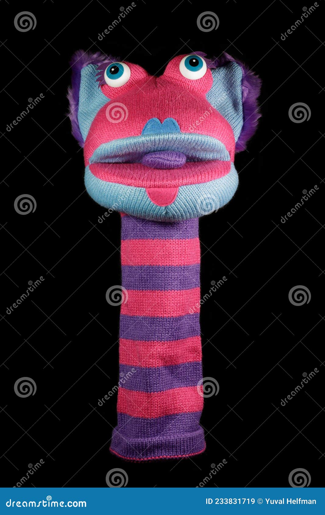 Sock Puppet Isolated on Black Stock Image - Image of character, craft ...