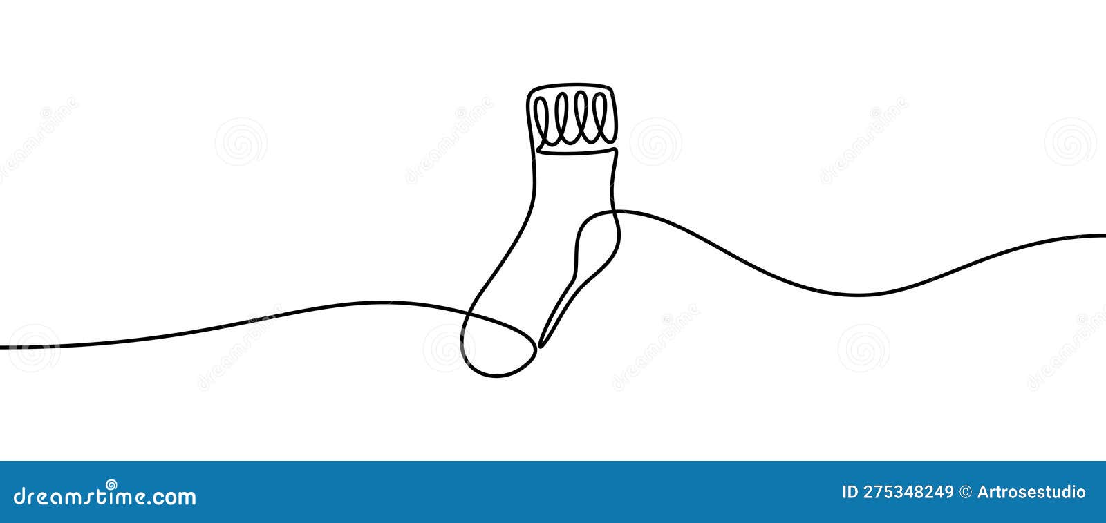 Sock Shape Drawing by Continuos Line, Thin Line Design Vector ...