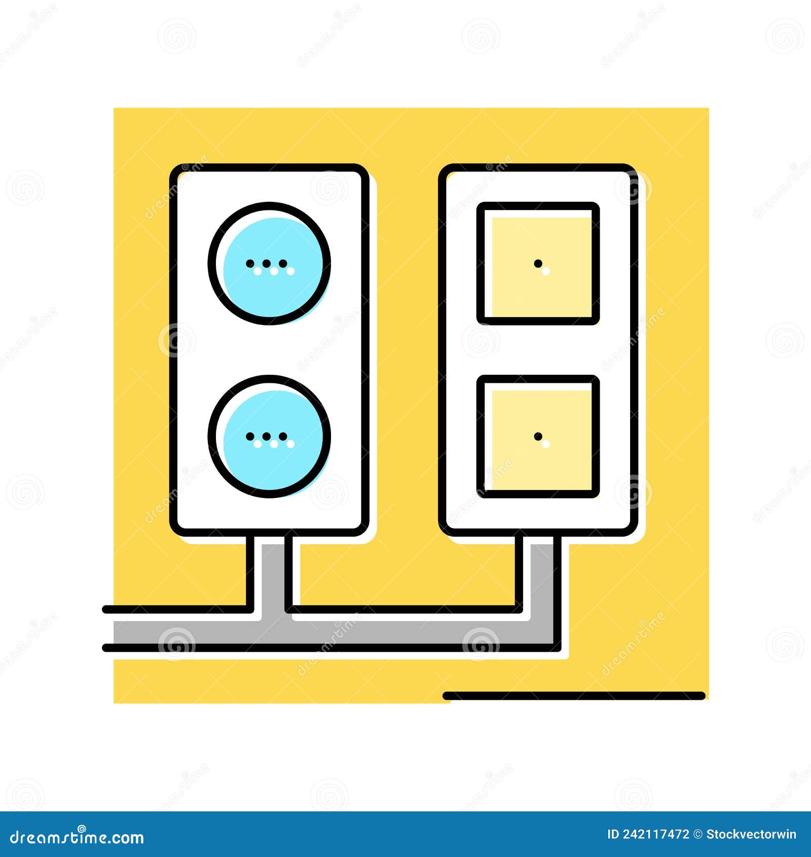 Socket and Antenna Output Installation Color Icon Vector Illustration ...