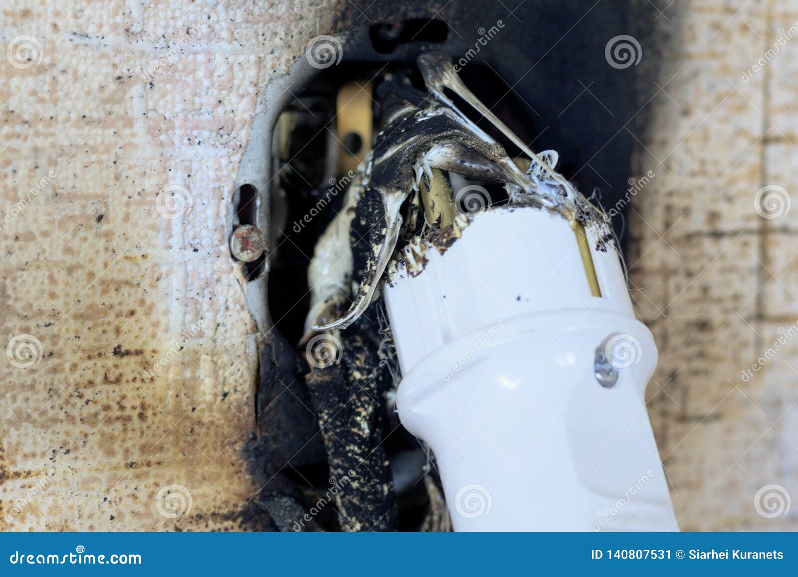 . Socket. she Burned Out. Plugged into it. Close-up Stock Image - Image ...