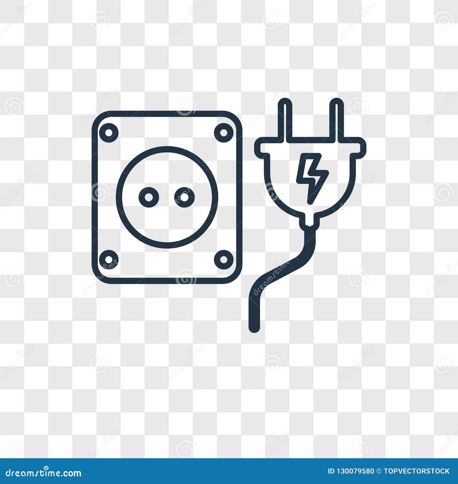 Socket Concept Vector Linear Icon Isolated on Transparent Background ...