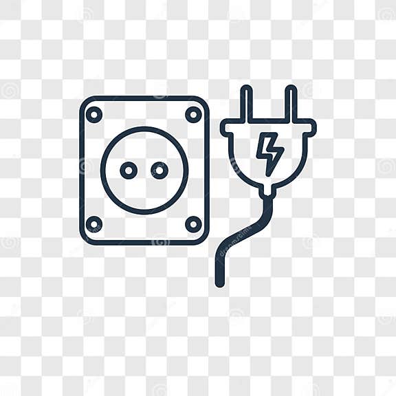 Socket Concept Vector Linear Icon Isolated on Transparent Background ...