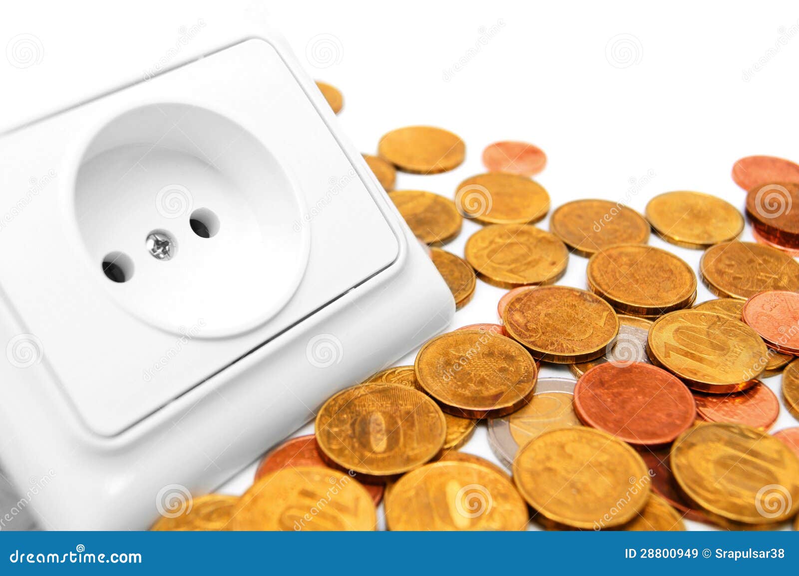 The Socket Electric and Gold Coins. Stock Image - Image of current ...