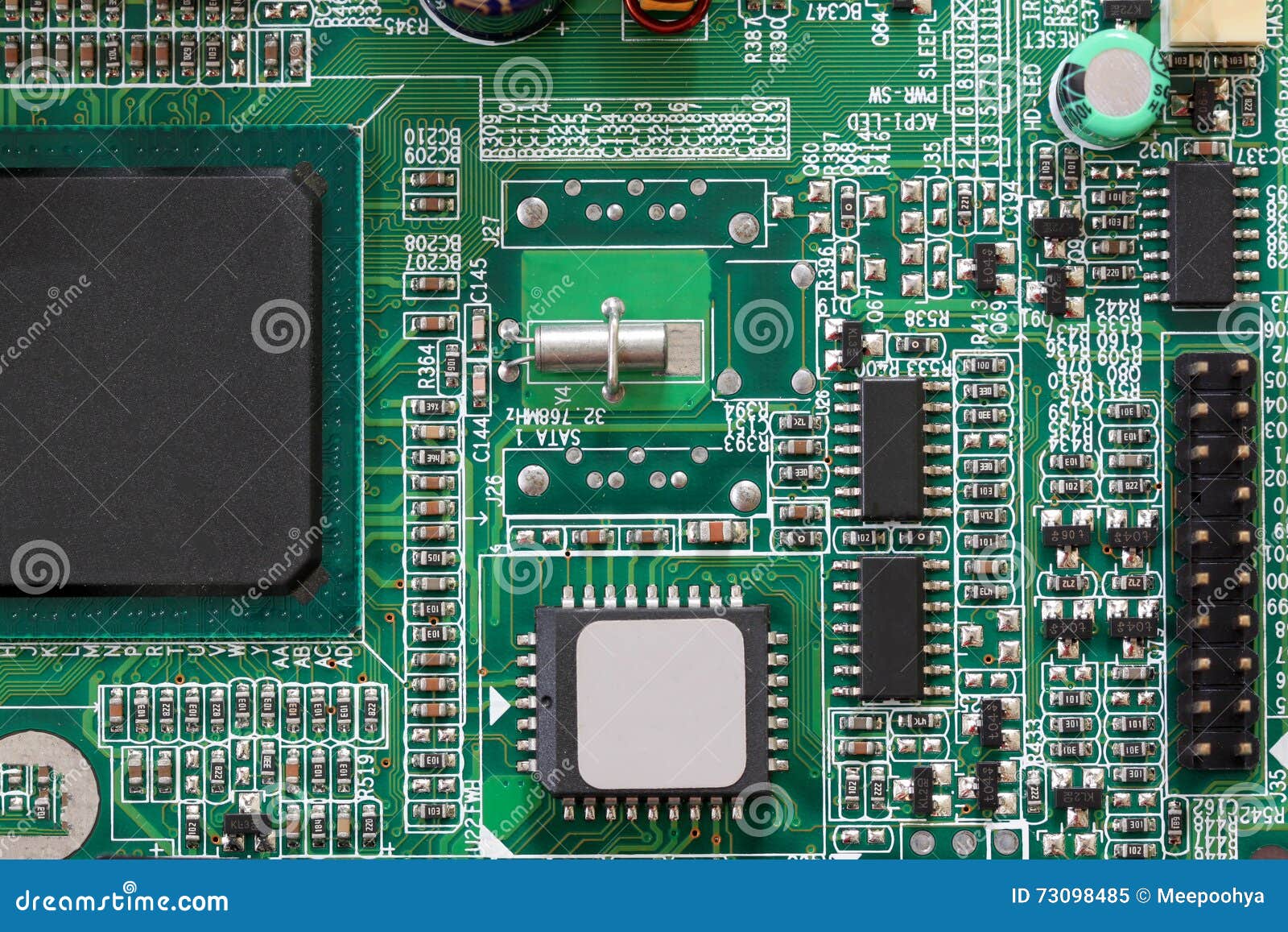 Socket Electronics Components on PC Computer Mainboard. Stock Image ...