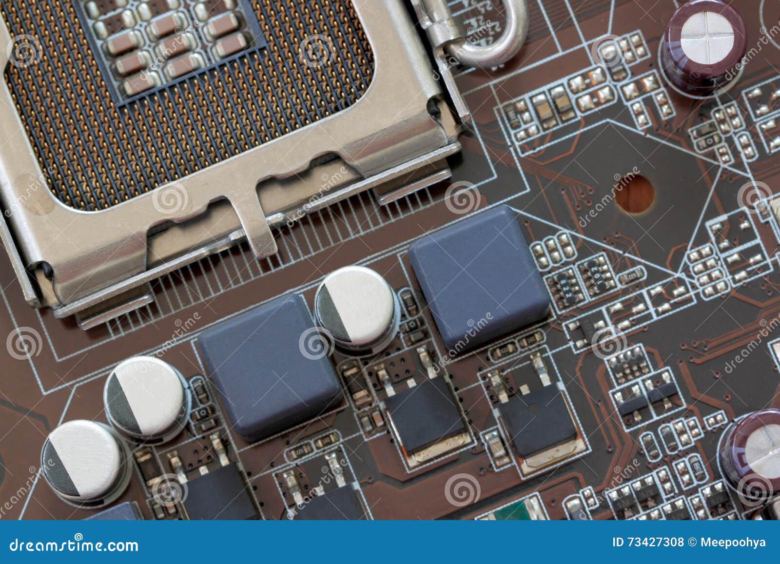 Socket Electronics Components on PC Computer Mainboard. Stock Photo ...
