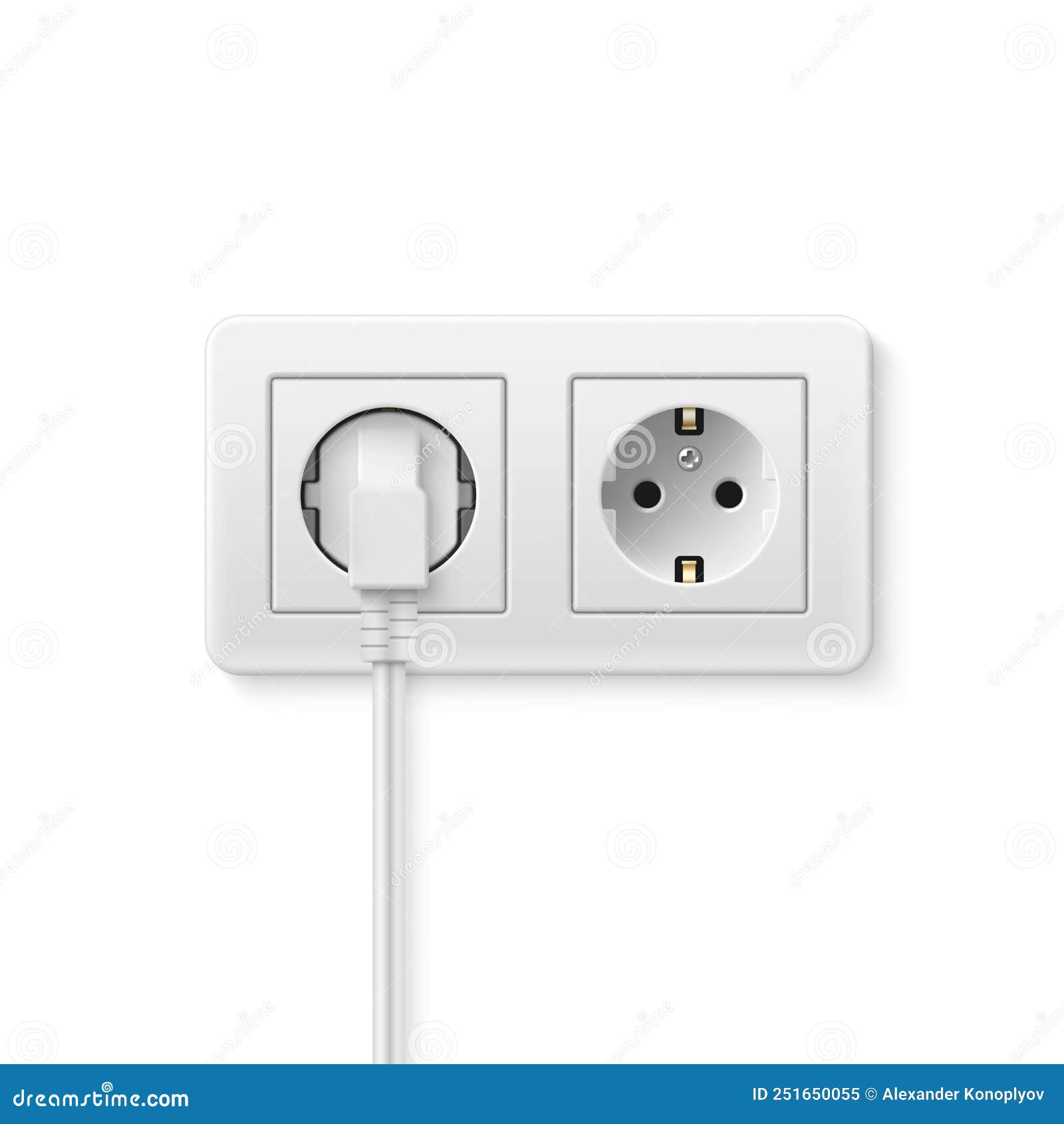 Socket Empty and with Plug Realistic Vector Illustration. Electrical ...