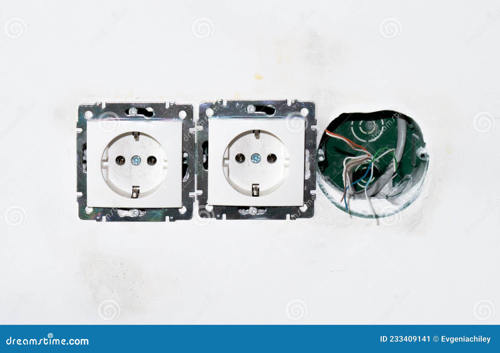 Socket Faceplate without Frame. Two Ready-made Sockets and One Hole for ...