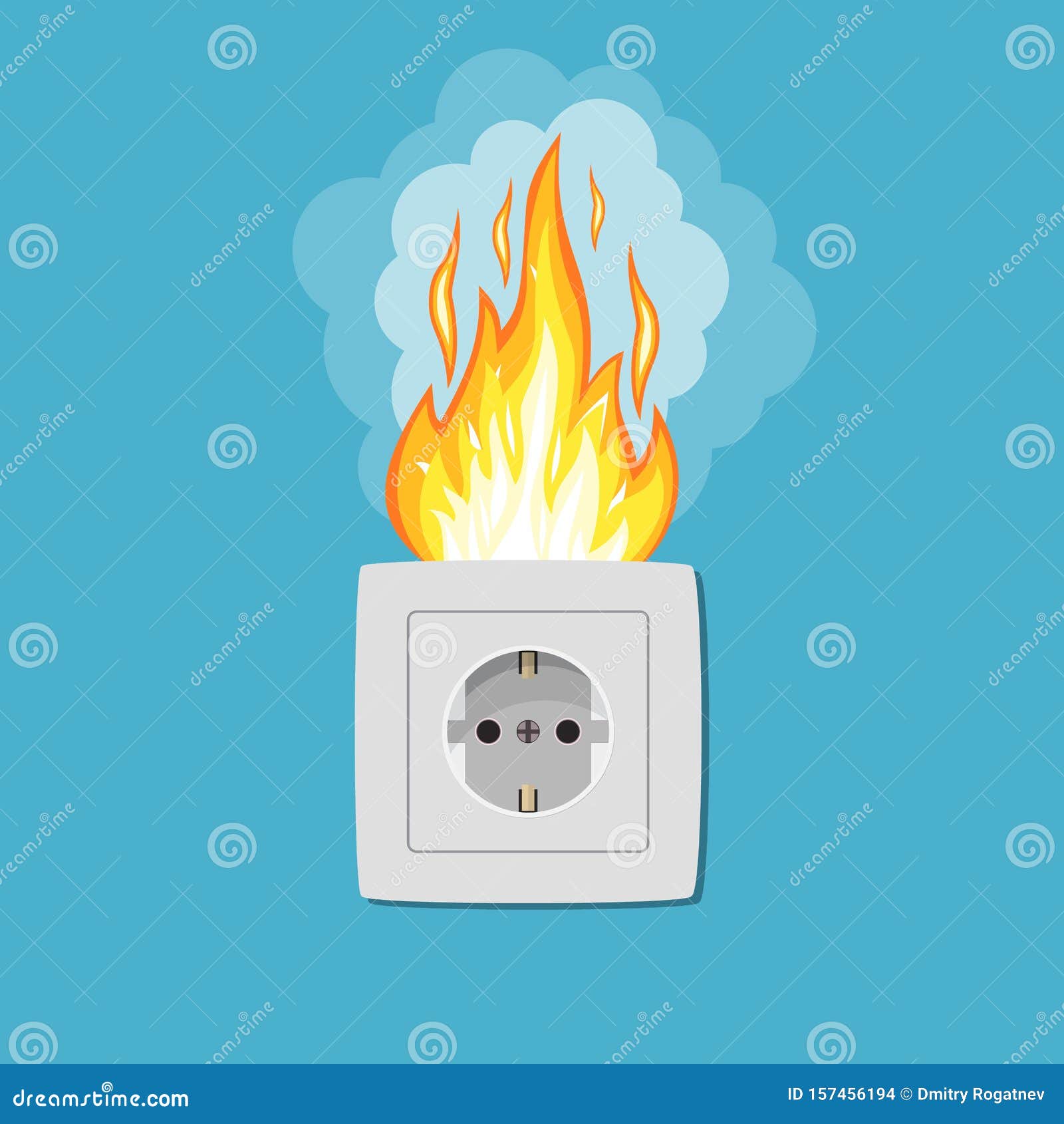 Fire In Electric Socket. Electric Short In Socket With Fire And Smoke ...