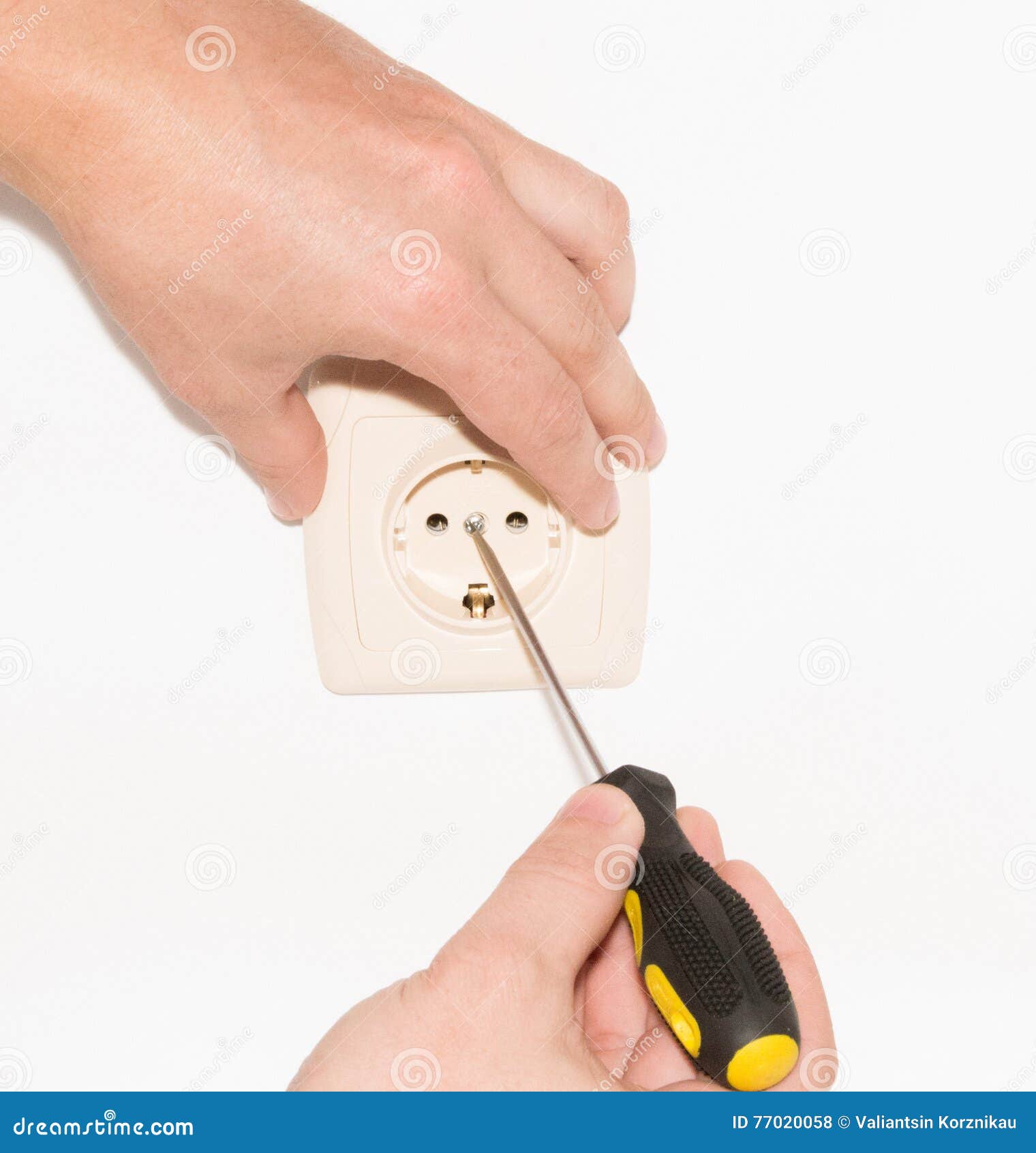 The Socket is Fixed To the Wall Stock Photo - Image of electrician ...