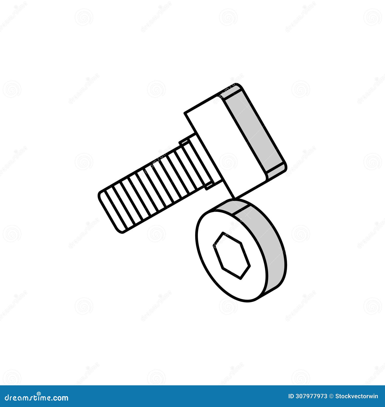 Screw-nut, Isometric Projection, Engineering Graph Royalty-Free Stock ...