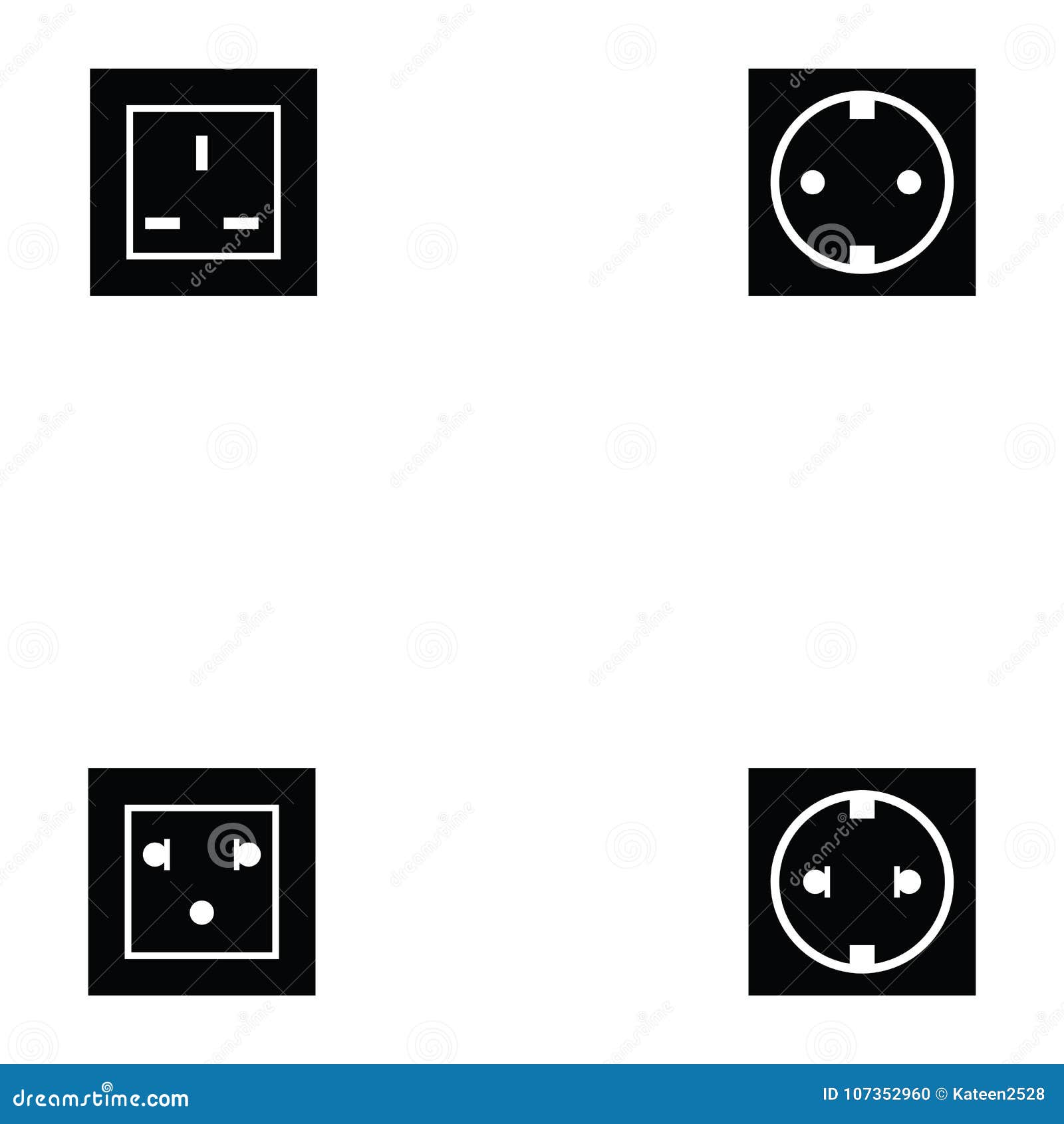 Socket icon set stock vector. Illustration of volt, vector - 107352960