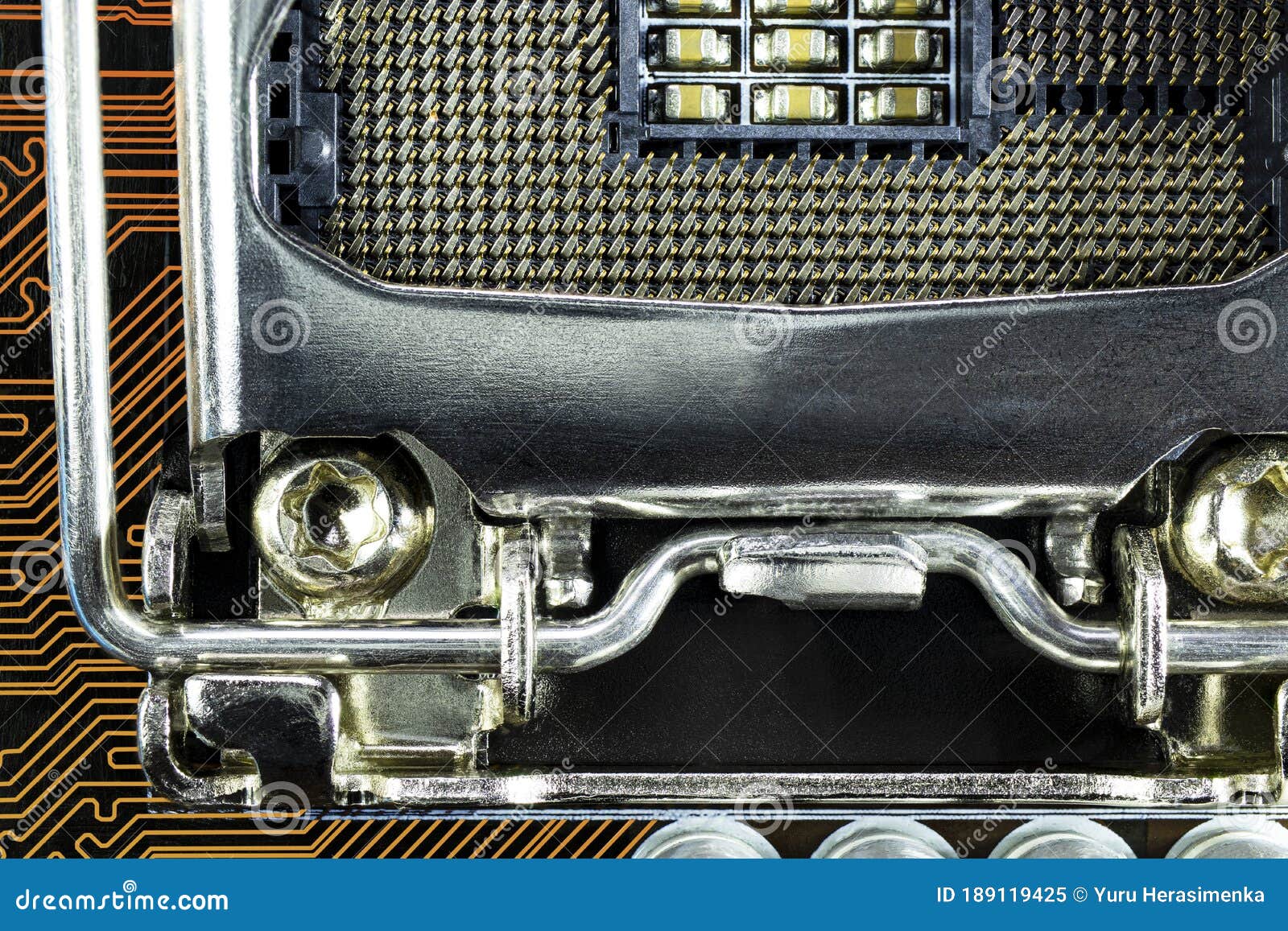 A Socket for Installing a Processor in a Computer. Close-up. Modern ...