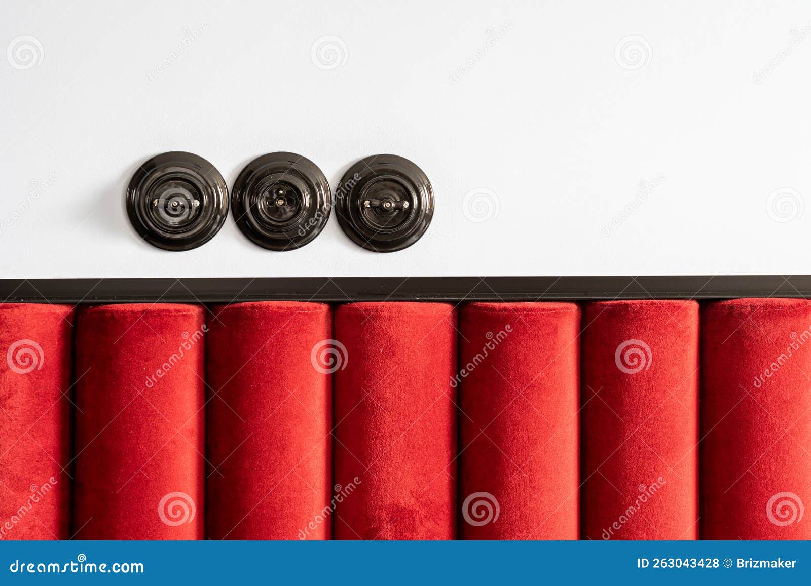 Socket and Light Switch Install on Wall Over Bed Headboard Stock Photo ...