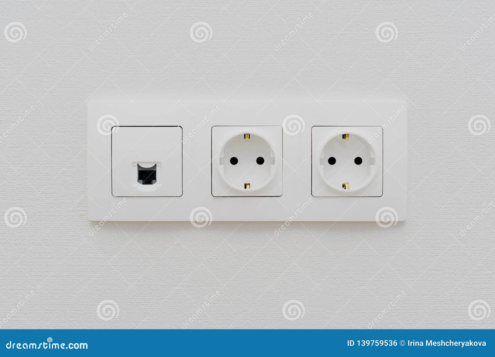 A Socket on a Light Wall, a Multifunction Outlet with an Internet ...
