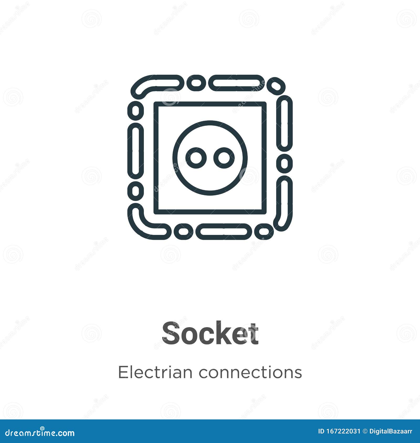 Socket Outline Vector Icon. Thin Line Black Socket Icon, Flat Vector ...