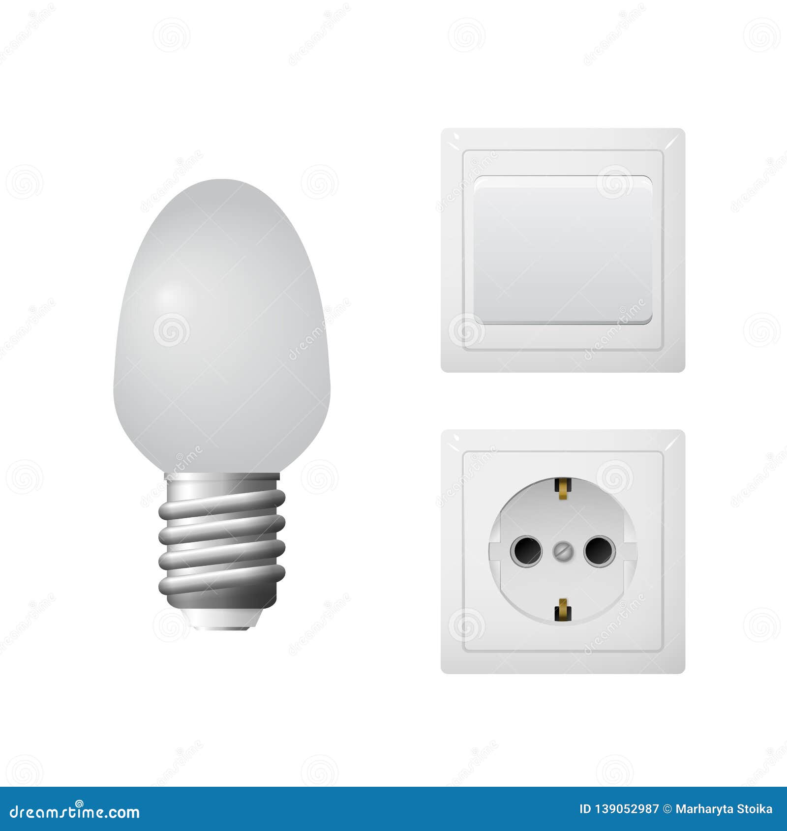 Socket with Plug, Led Light Bulb. Stock Vector - Illustration of house ...
