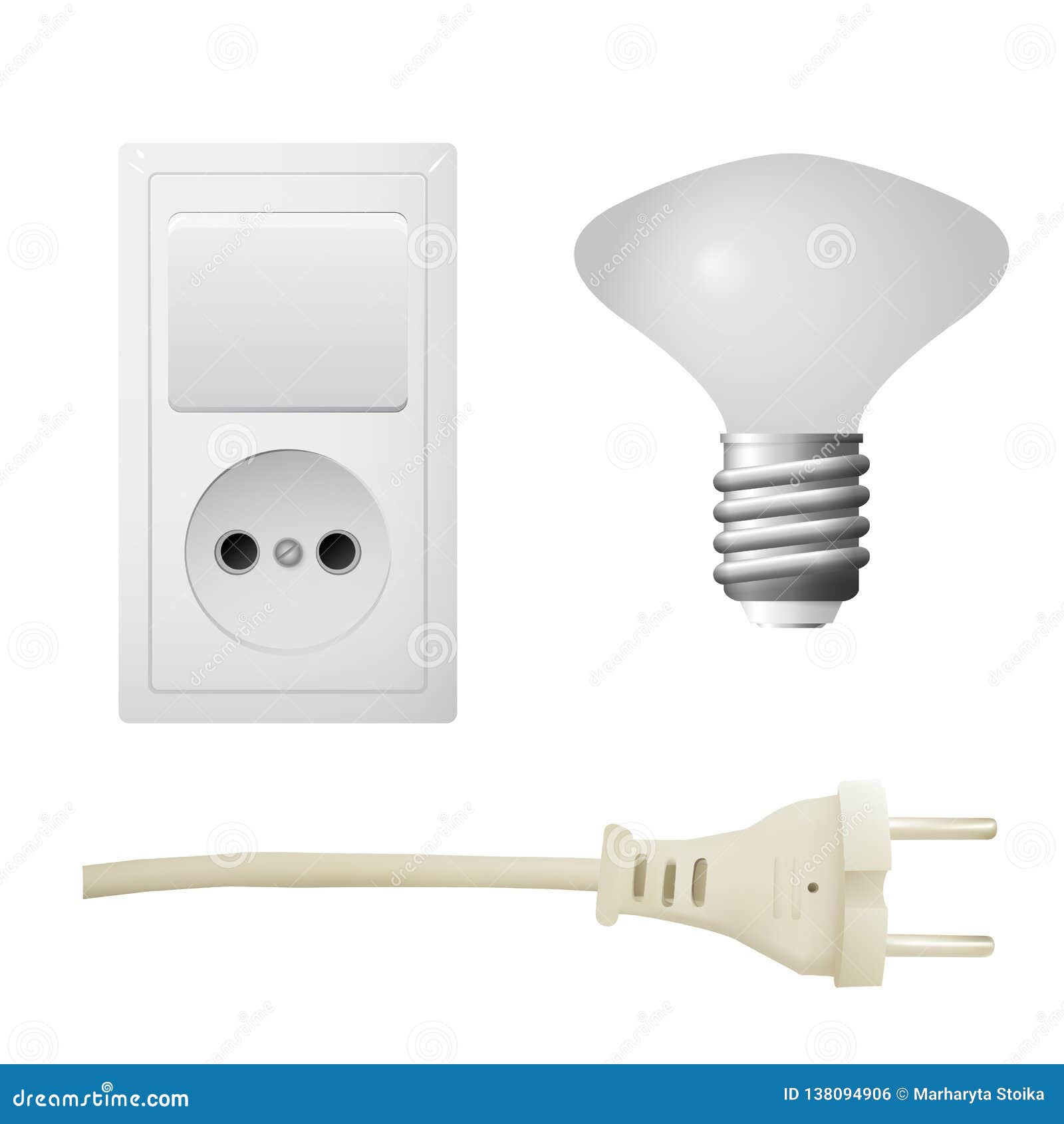 Socket with Plug, Lightbulb. Stock Vector - Illustration of household ...