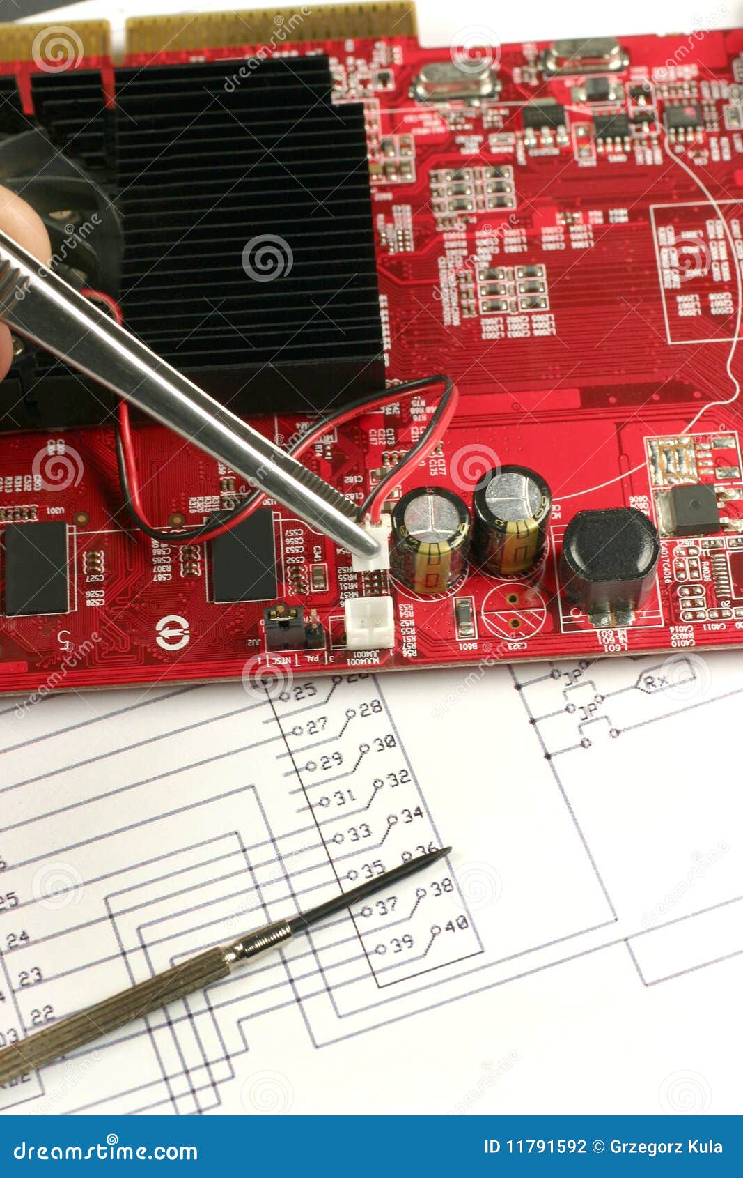 Socket on Printed Circuit Board Stock Photo - Image of traces ...