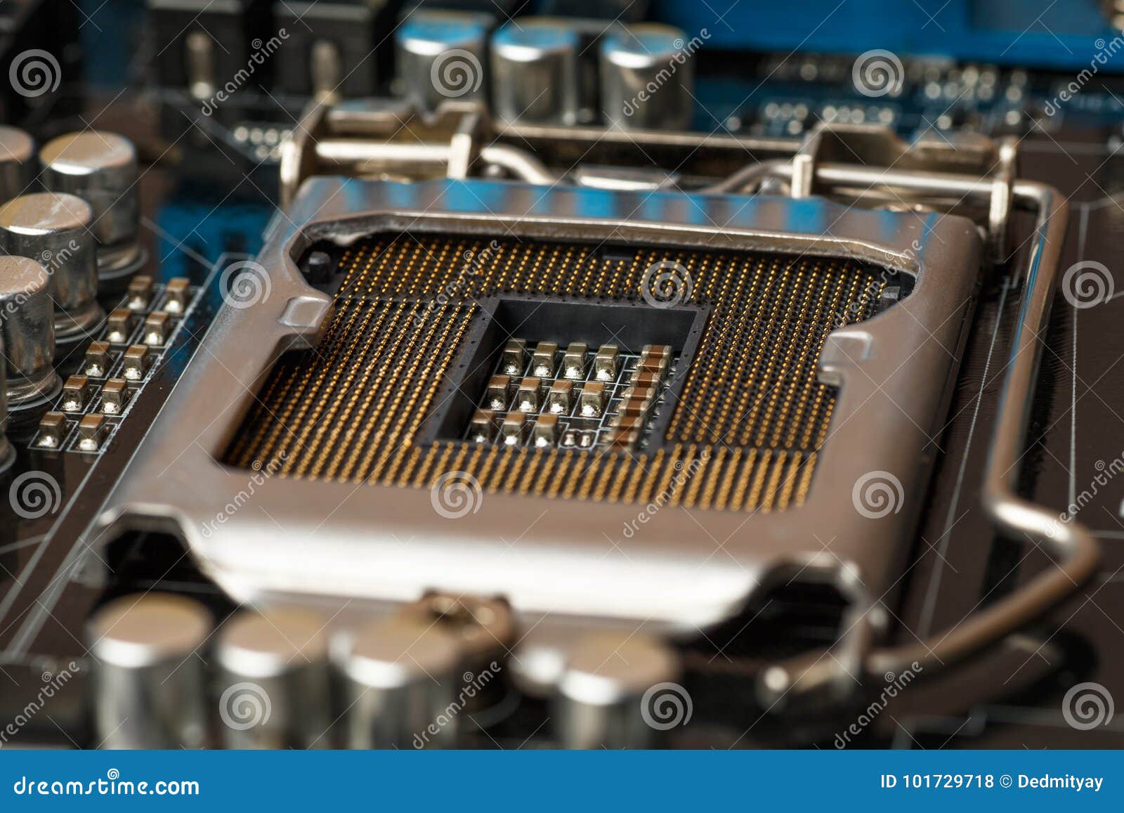 Socket for Processor on Circuit Board. Electronic Microchip Computer ...
