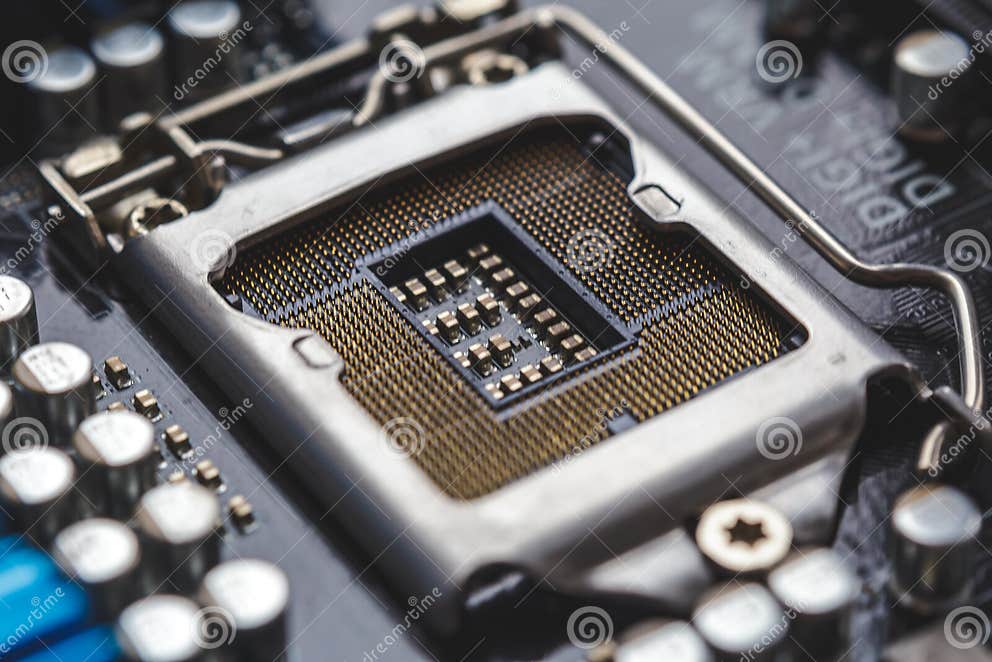 Socket for Processor or Cpu, Macro Photo. Electronic Computer Hardware ...