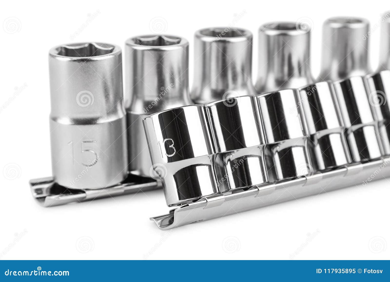 Socket Set on the Rail, Auto Mechanic Tools on a Light Background Stock ...