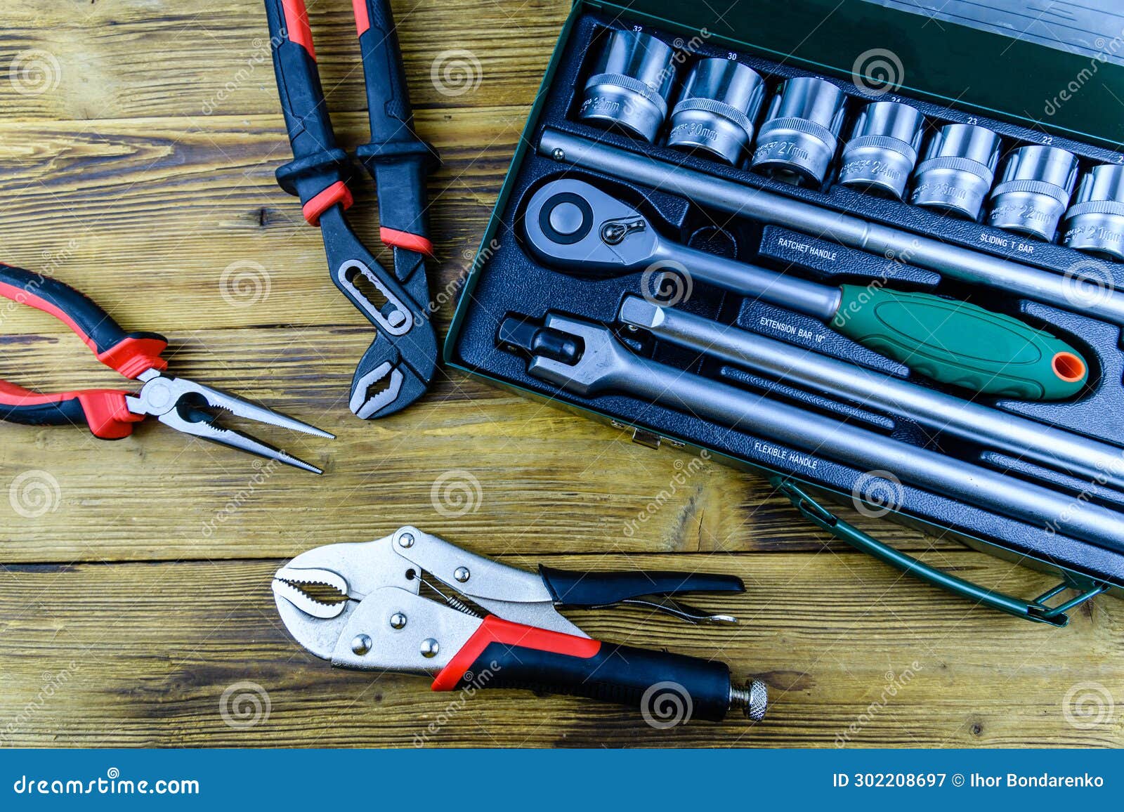 Socket Set with Socket Wrench, Adjustable Water Pump Pliers, Needle ...